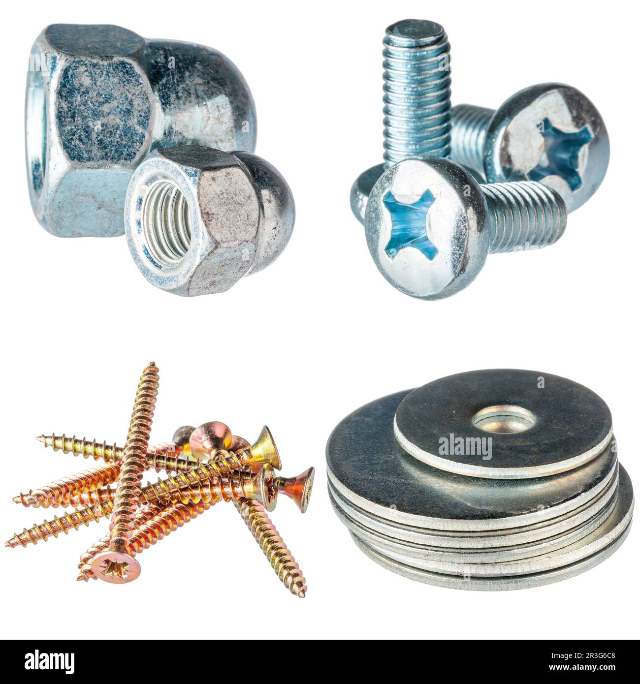 Various Screws and nuts, flat lay, top view, isolated Stock Photo - Alamy