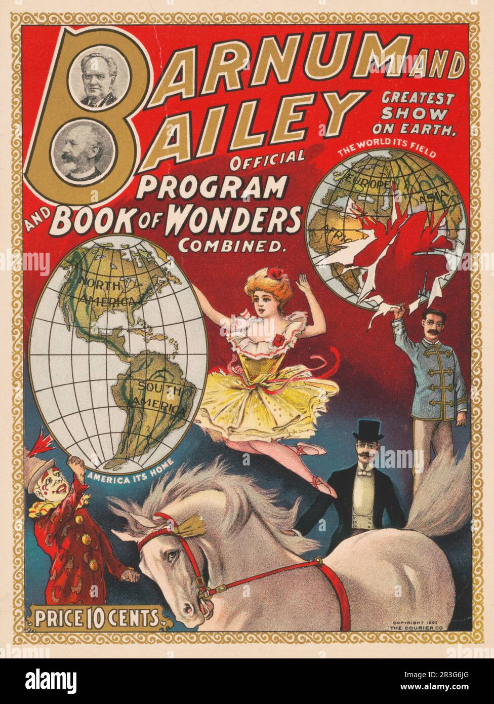 Vintage Barnum And Bailey Circus Poster Showing A Program Cover Circa