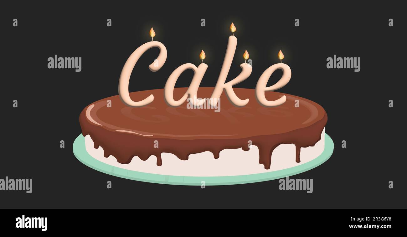 Text CAKE stylized as a birthday cake. Stylish design for a brand ...