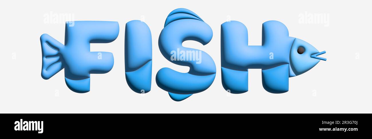 Text stylized as a fish. Stylish design for a brand, label or ...