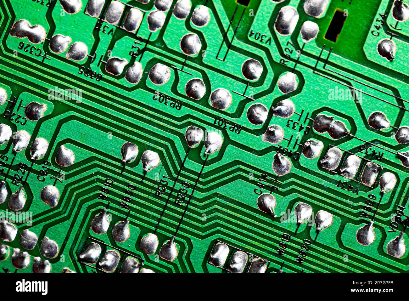 Macro Close up of printed wiring on PC circuit board Stock Photo - Alamy