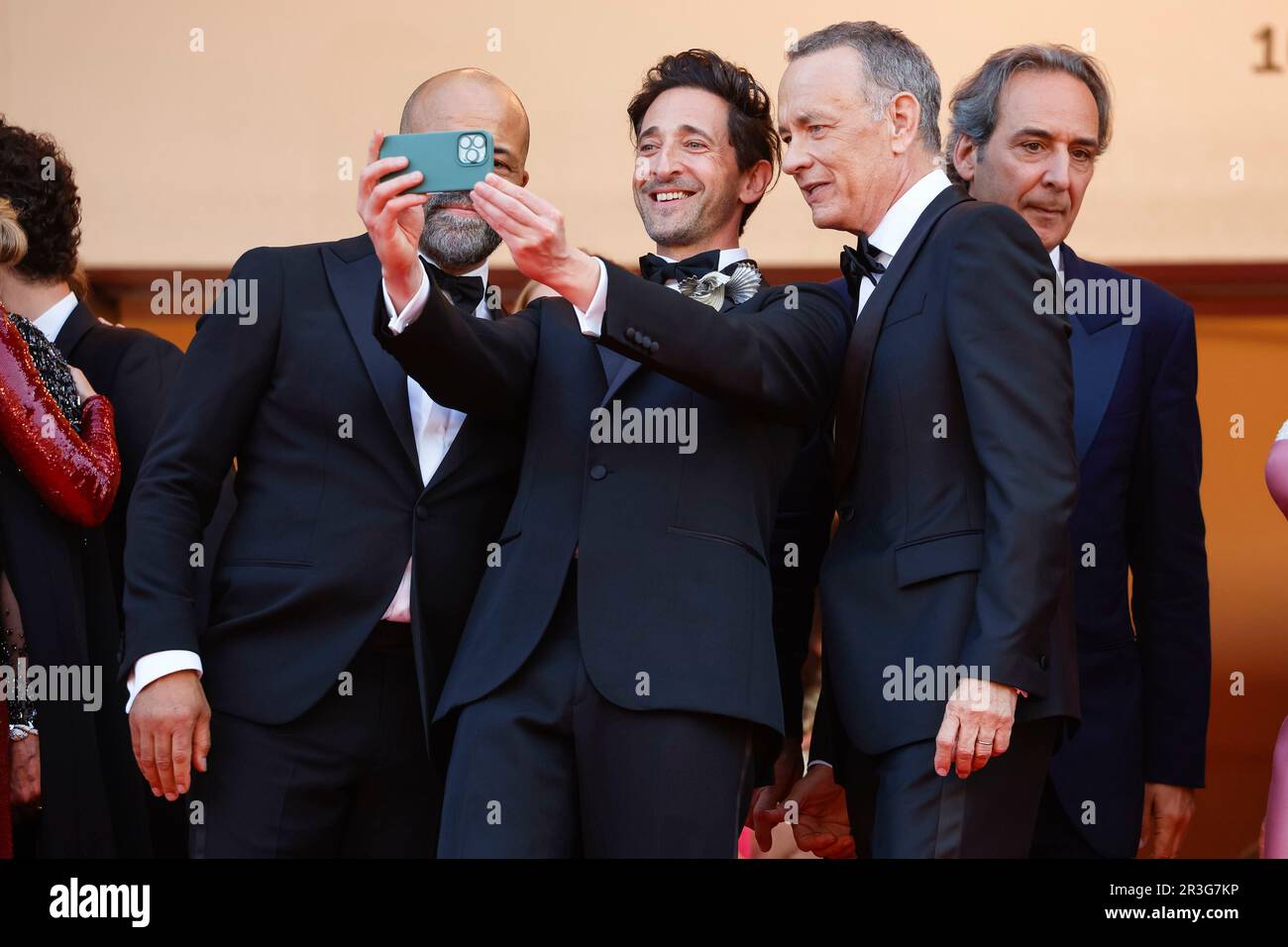 Cannes, France, on 23 May 2023. Jeffrey Wright, Adrien Brody and Tom ...