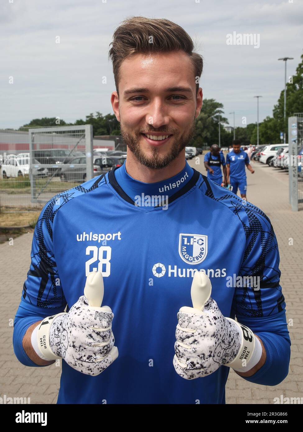 Newcomer goalkeeper Tim Boss at the start of training 1.FC Magdeburg ...