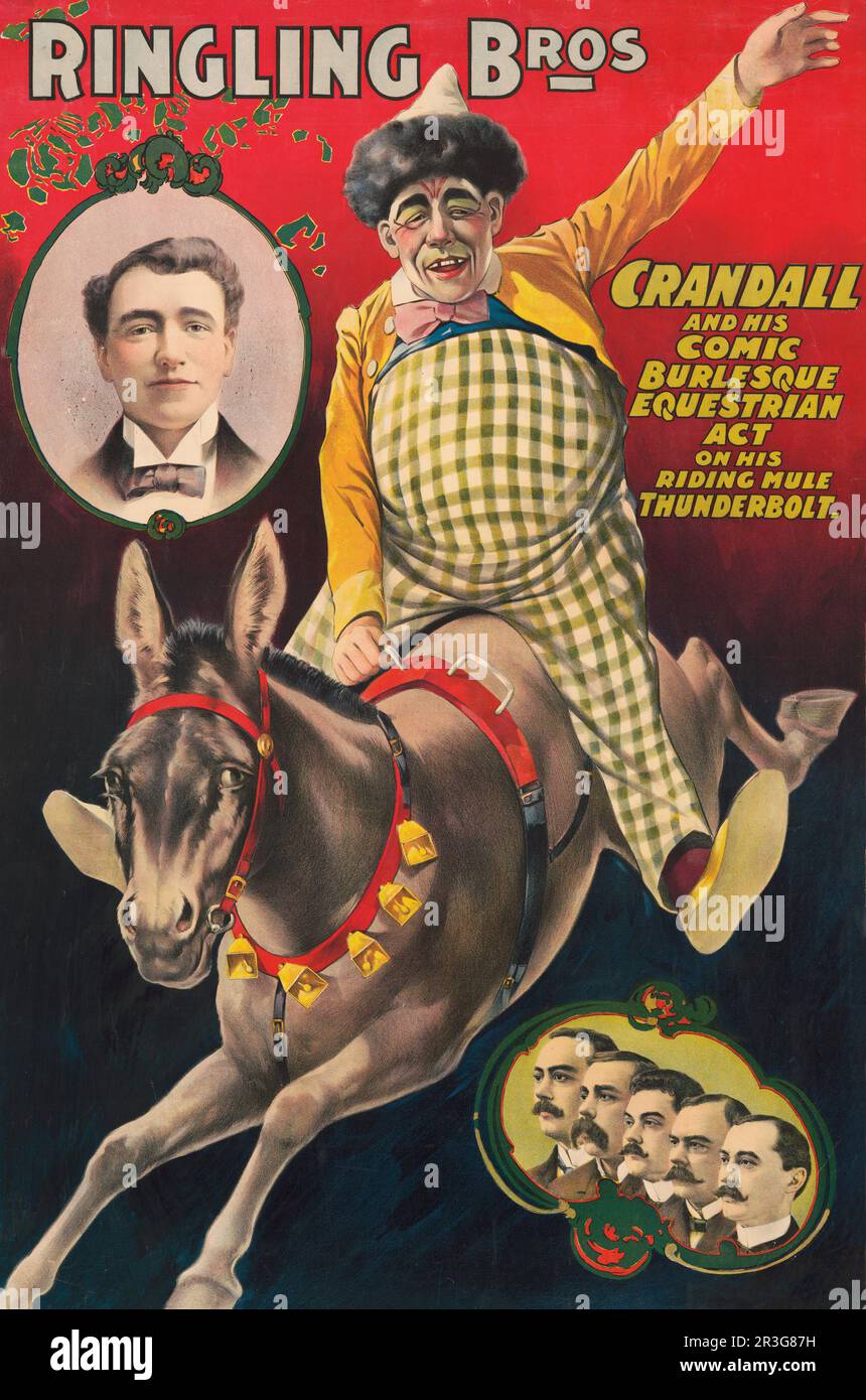 Vintage Ringling Brothers circus poster showing Crandall the clown ...