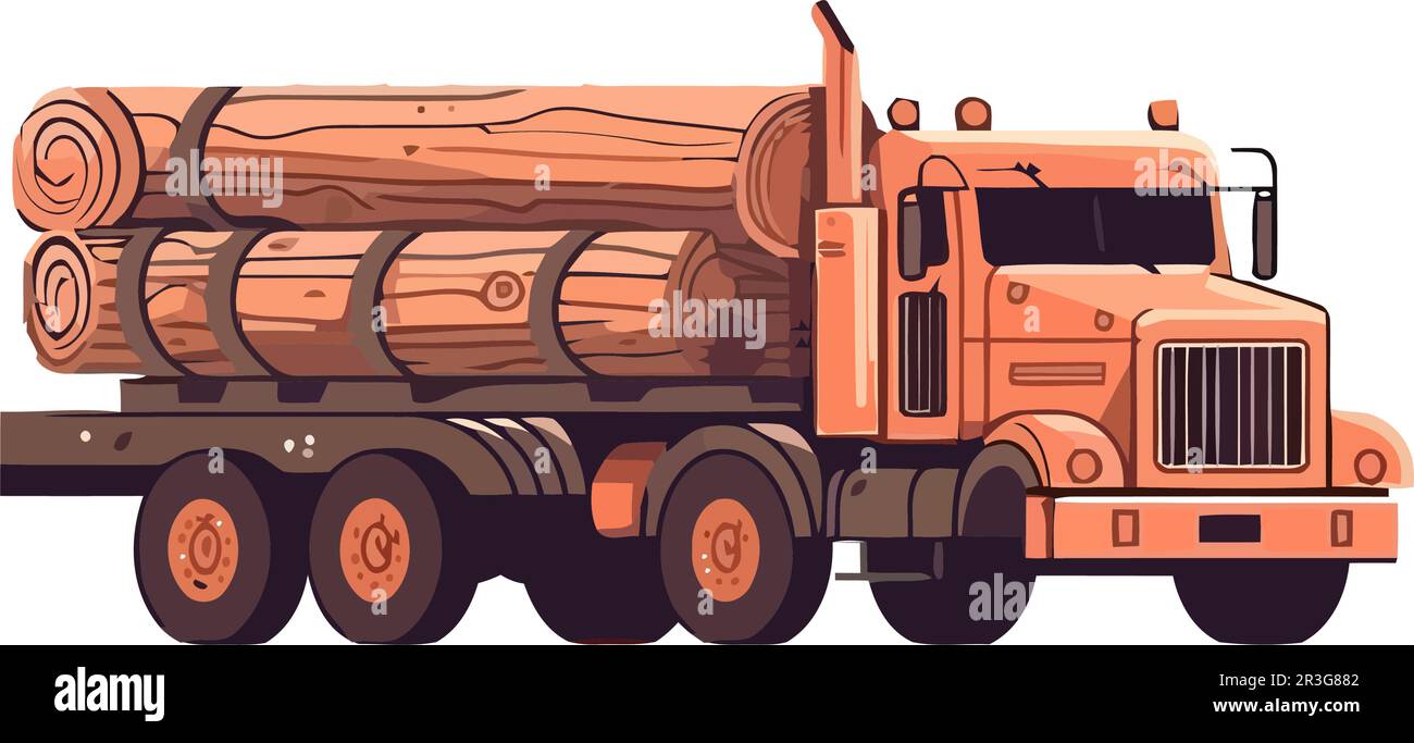 timber lorry carrying wooden logs Stock Vector Image & Art - Alamy
