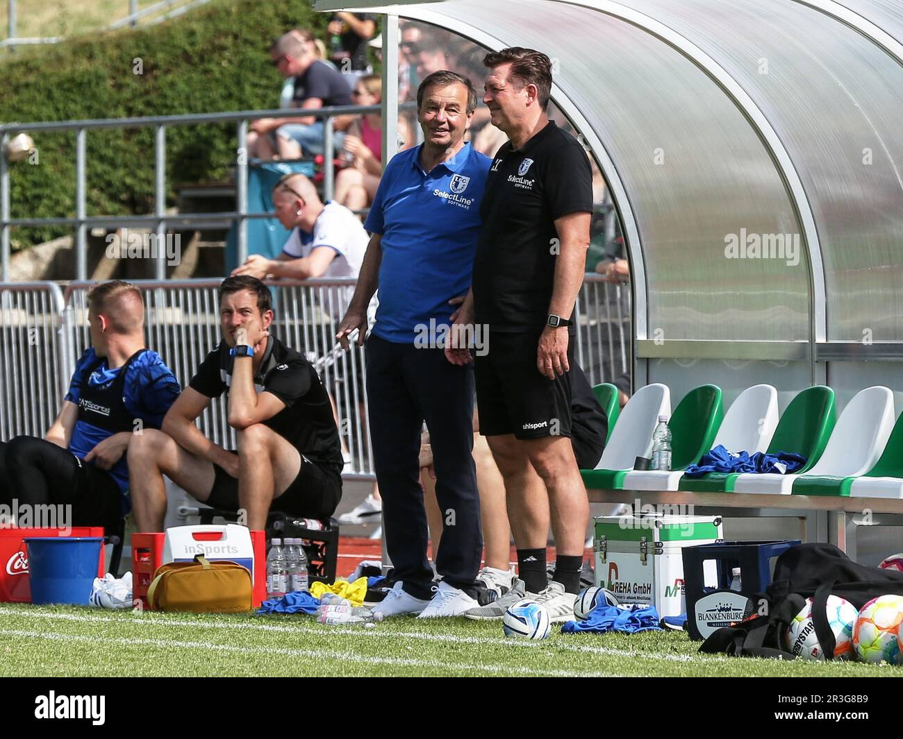 Otmar Schork and Christian Titz (both 1.FC Magdeburg) -DFB DFL Football ...