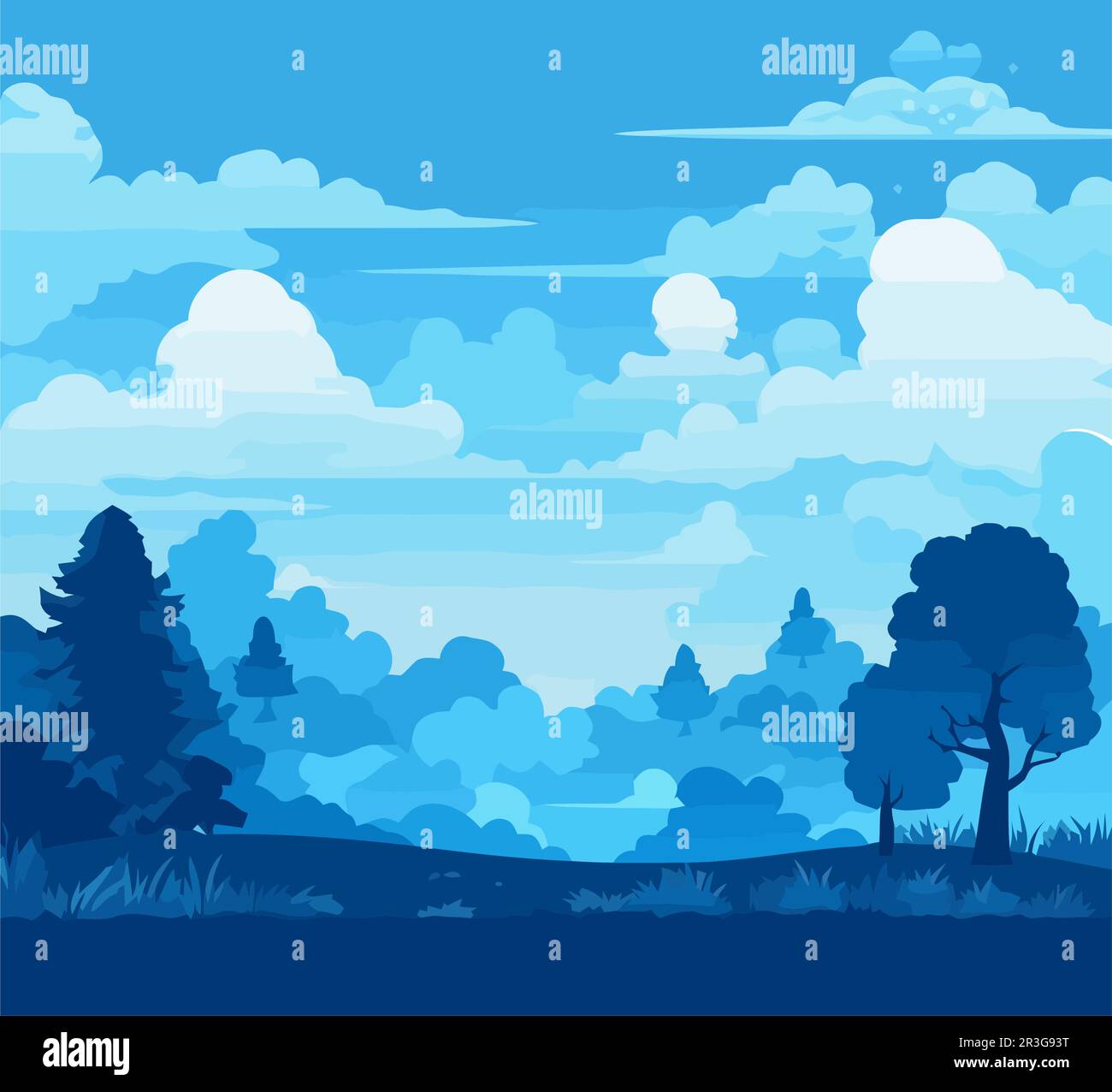 Blue landscape forest trees and sky Stock Vector Image & Art - Alamy
