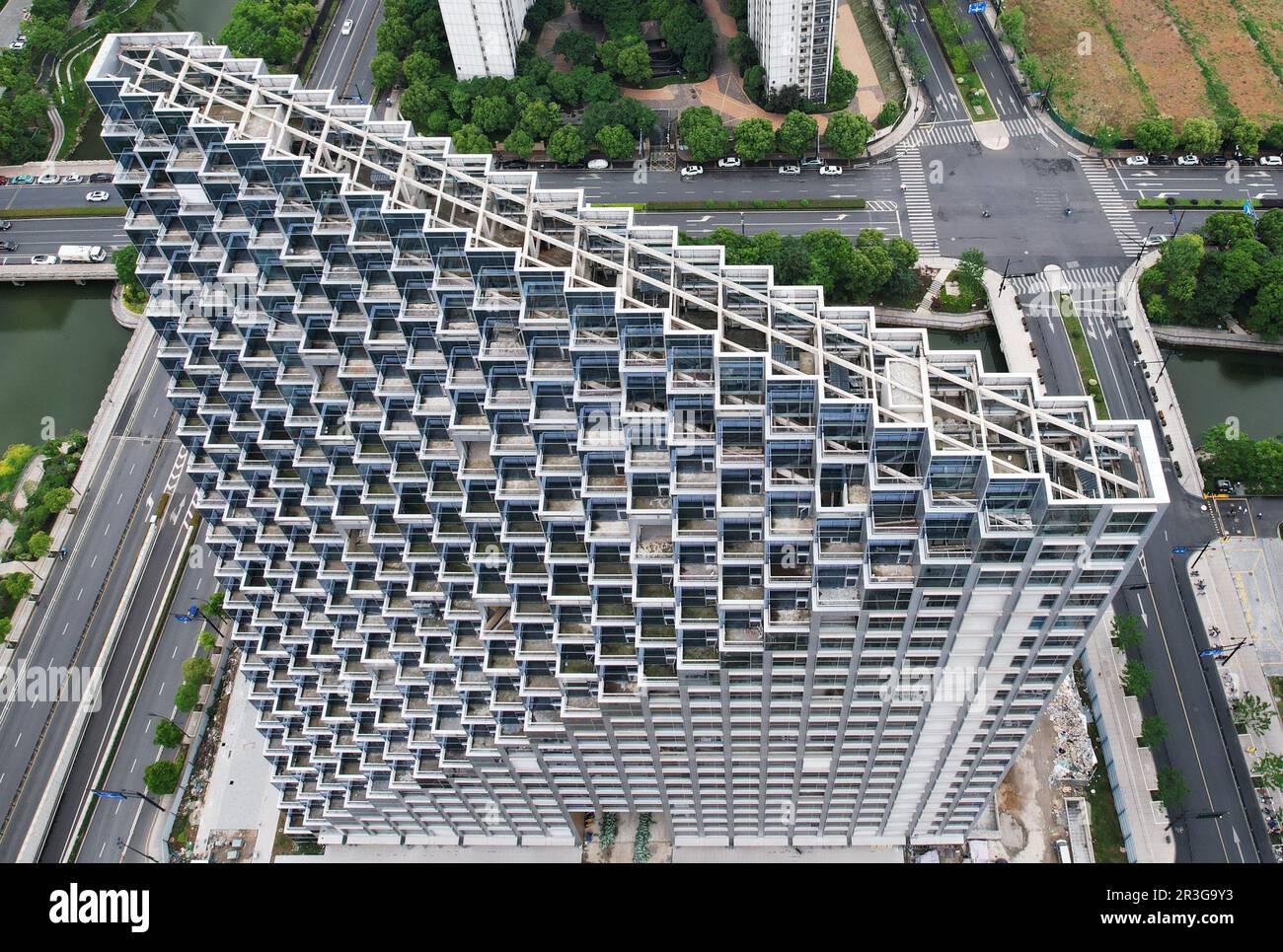 HANGZHOU, CHINA - MAY 24, 2023 - A Hangzhou Light Prism Architecture resembling a "pyramid" is ...