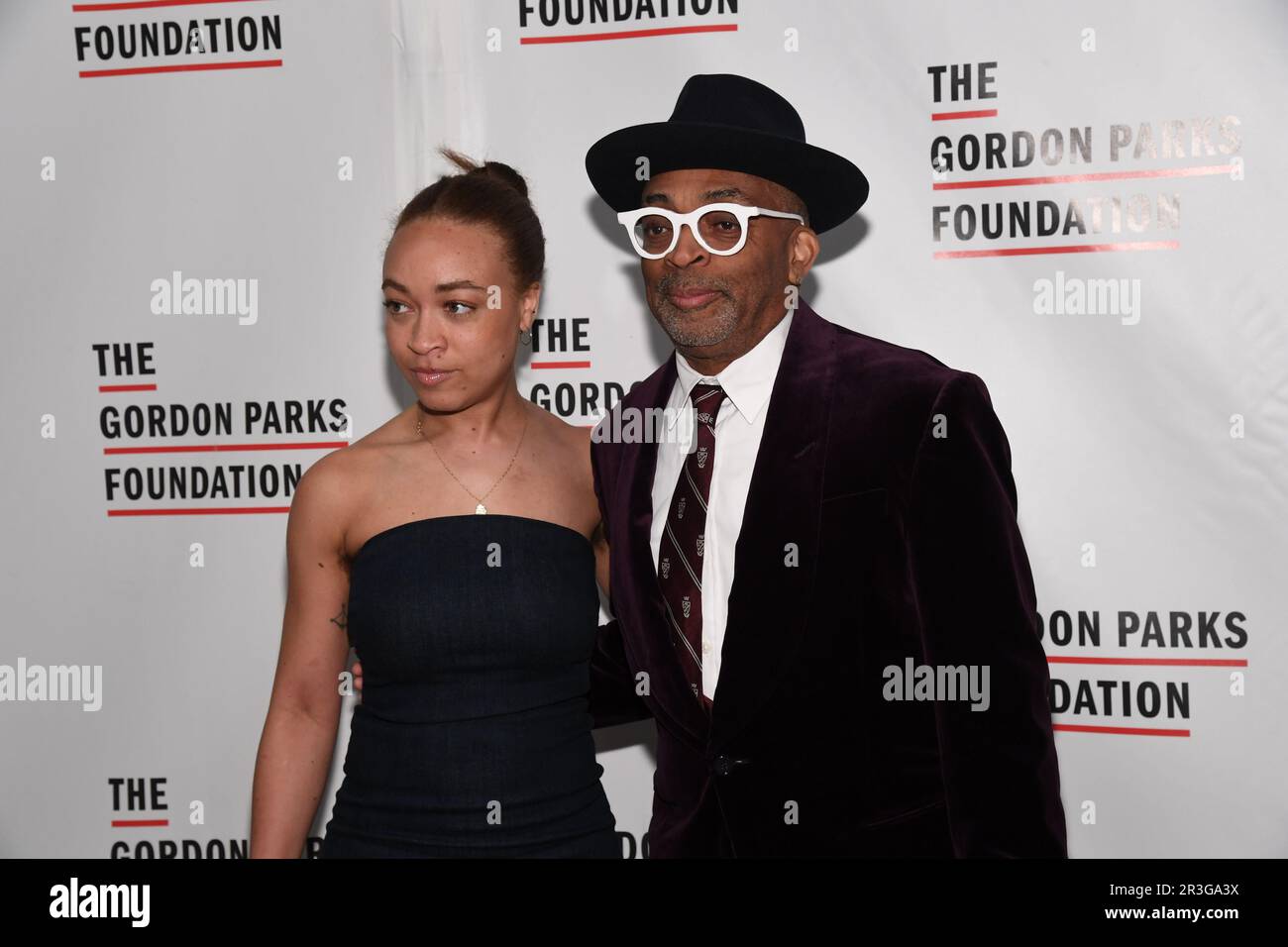 New York, USA. 23rd May, 2023. Satchel Lee and Spike Lee walking the ...