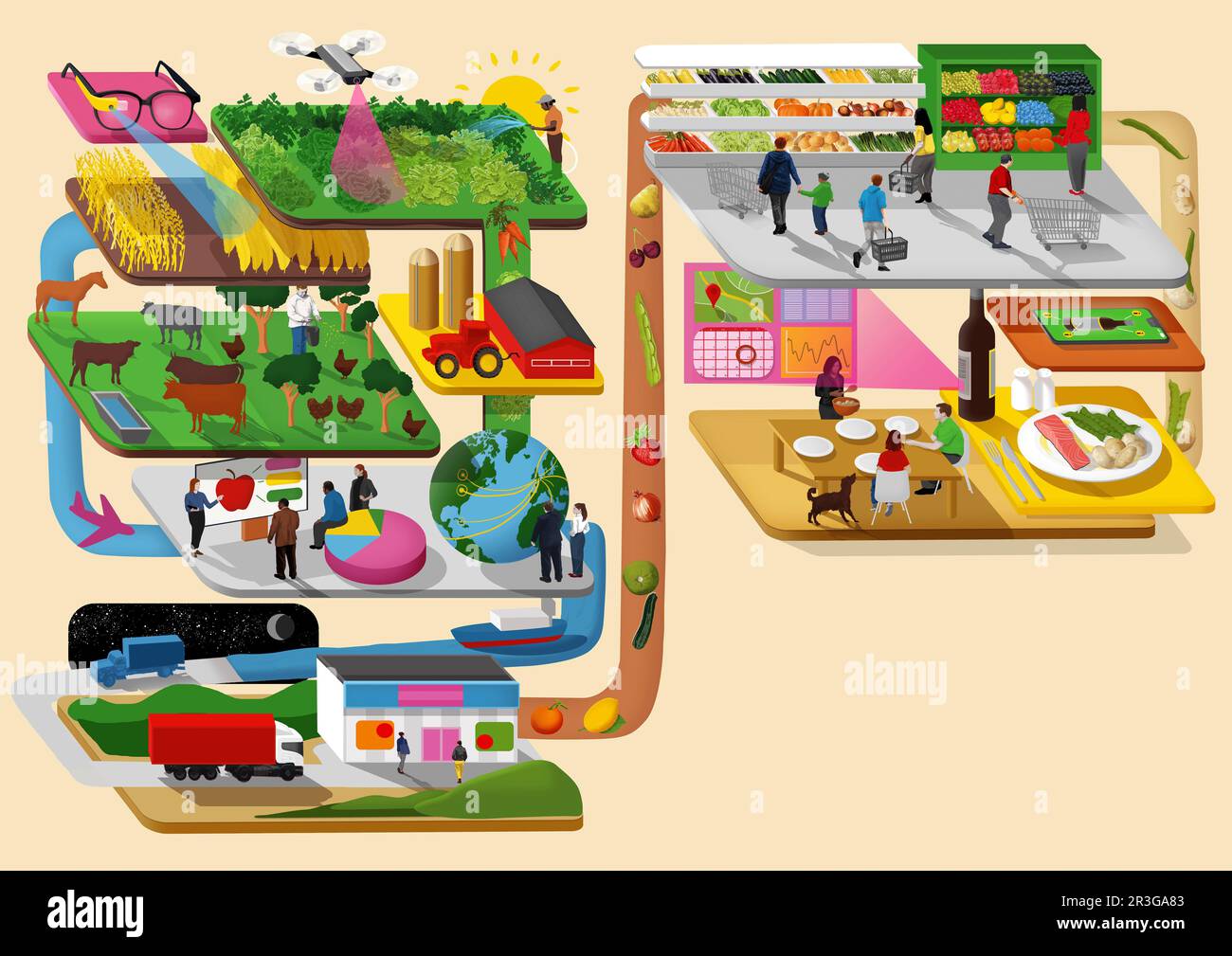 Food supply, conceptual illustration Stock Photo - Alamy