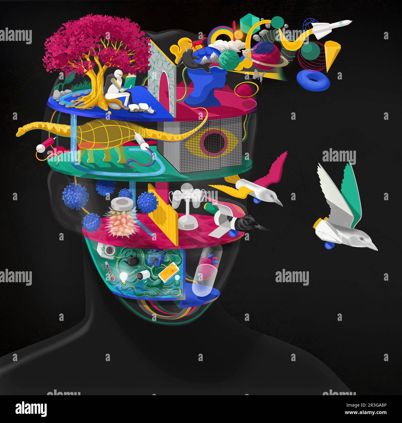 Future tech head, conceptual illustration Stock Photo - Alamy