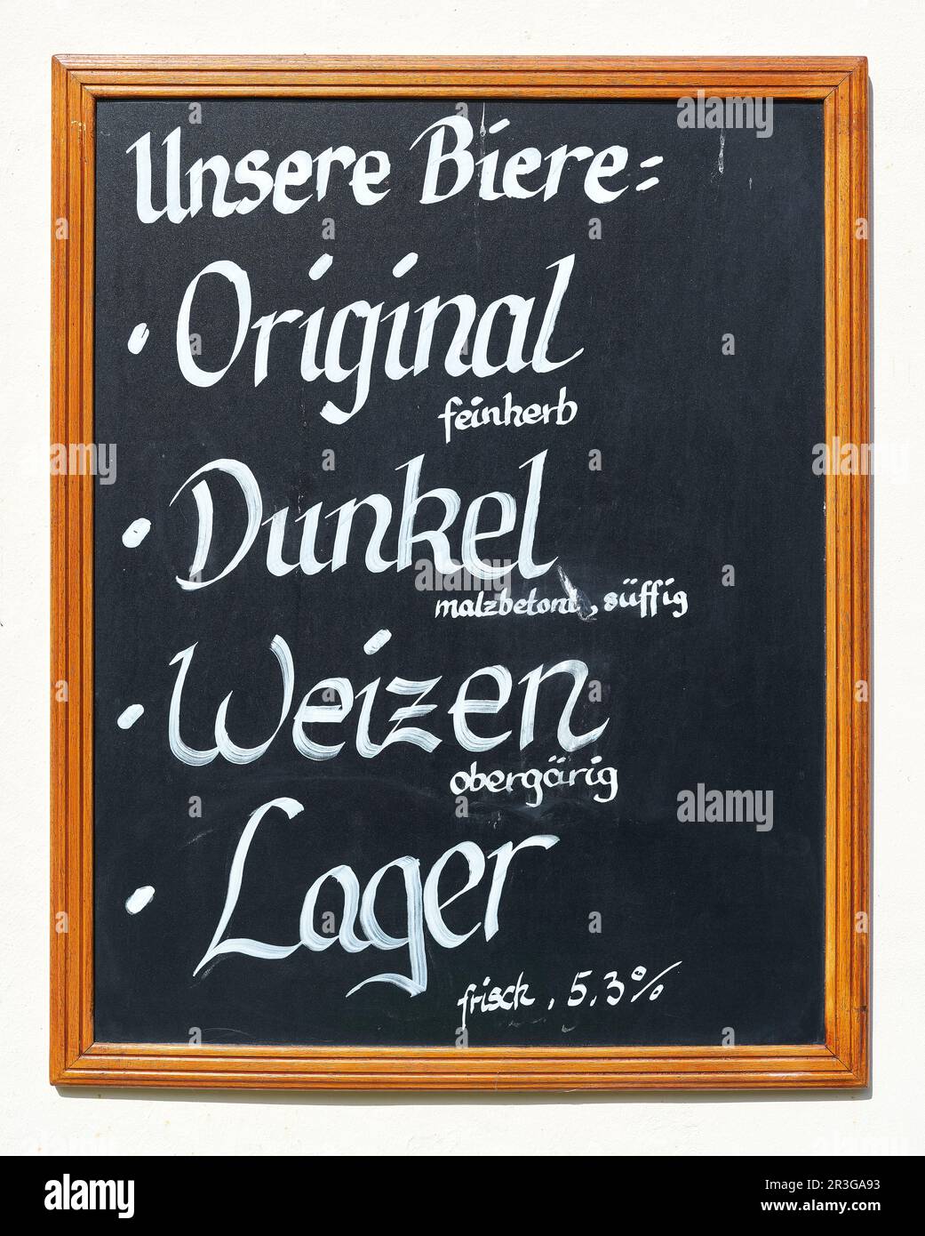Beer varieties of a brewery in Wittenberg. Translation: our beers ...