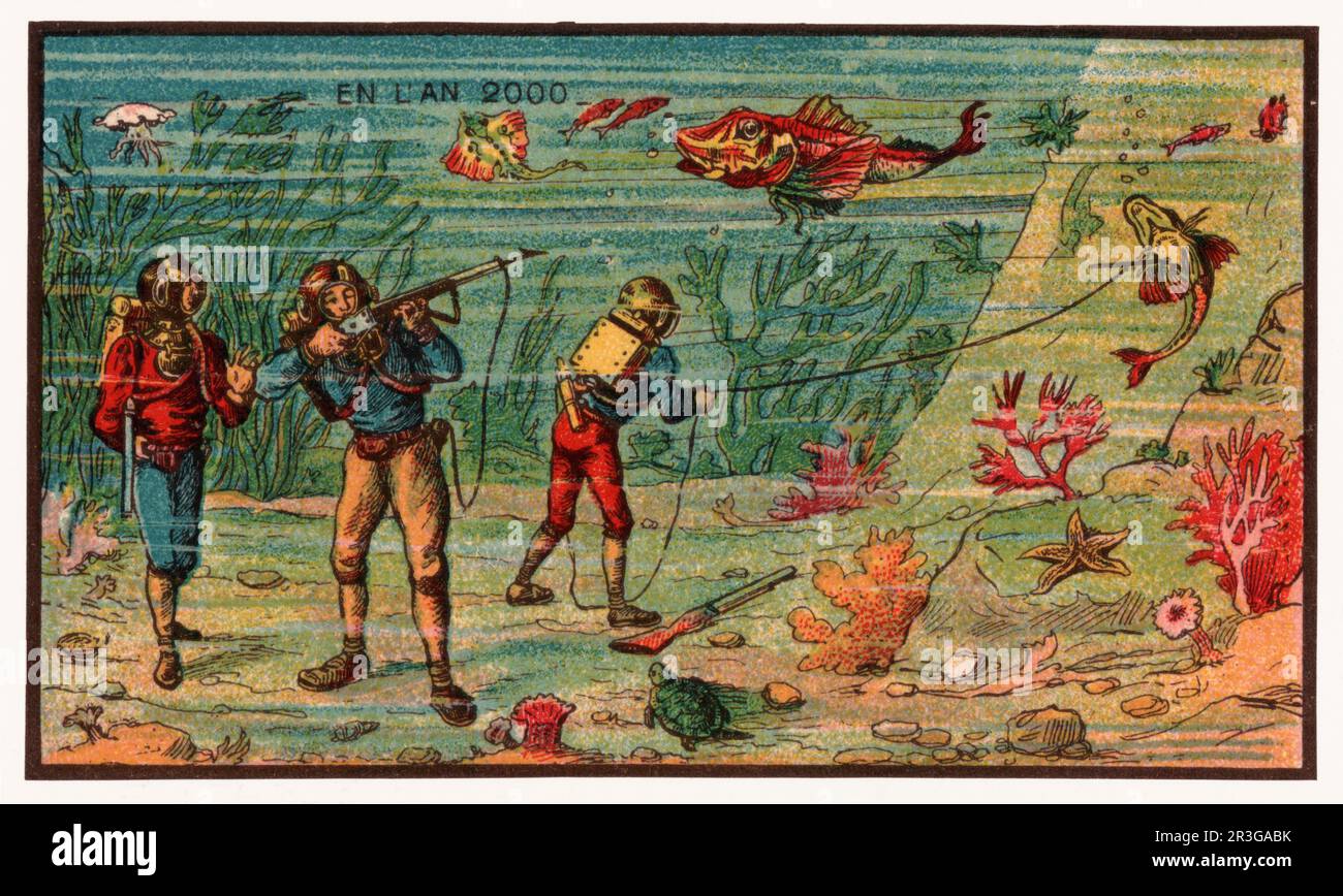 Harpoon fishing, illustration Stock Photo - Alamy