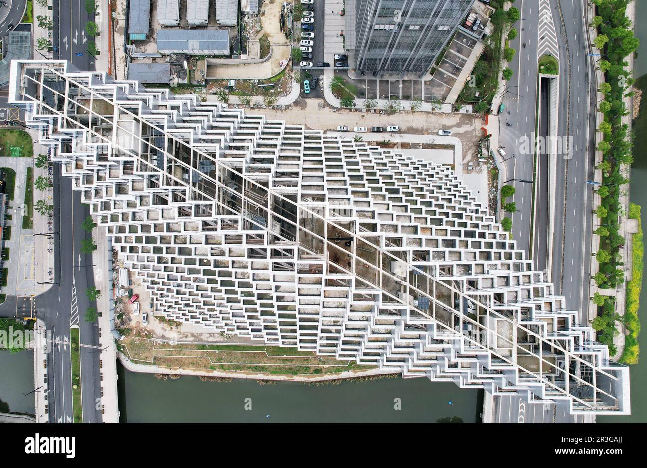 HANGZHOU, CHINA - MAY 24, 2023 - A Hangzhou Light Prism Architecture resembling a "pyramid" is ...