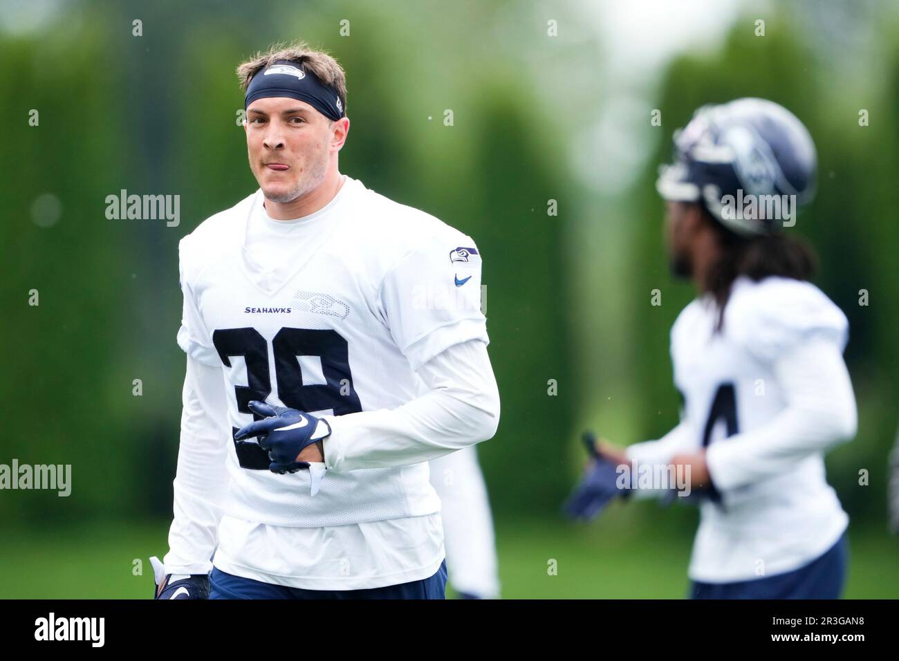 Seattle Seahawks strong safety Ty Okada (39) jogs off the field Monday ...