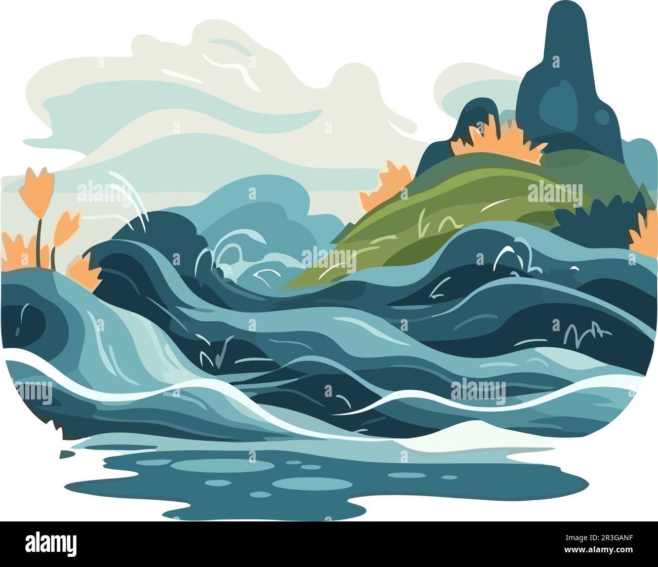 Water against rocks Stock Vector Images - Alamy