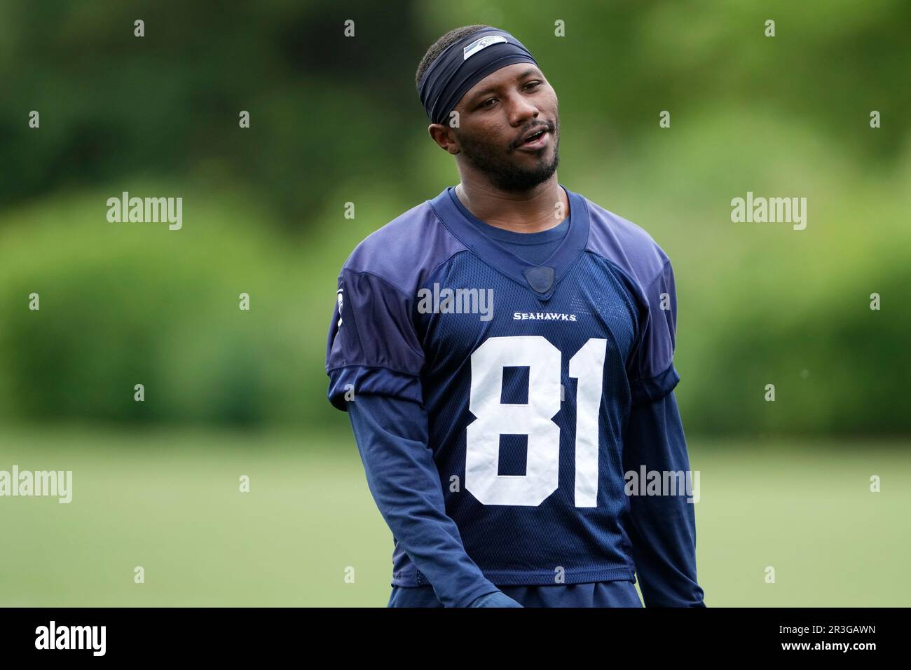 Seattle Seahawks wide receiver Tyjon Lindsey (81) walks off the field ...