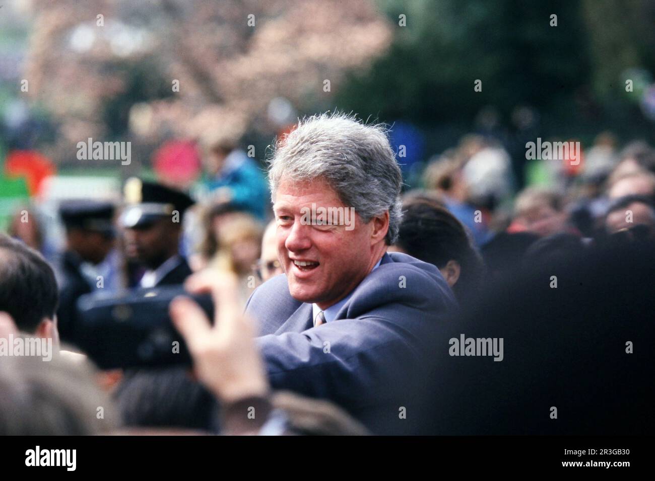 President William Clinton in crowd at their first White House Easter ...