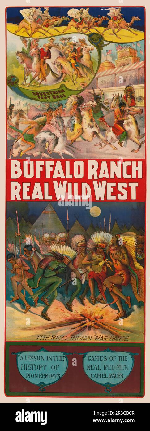Vintage poster showing scenes of equestrian foot ball and the real ...