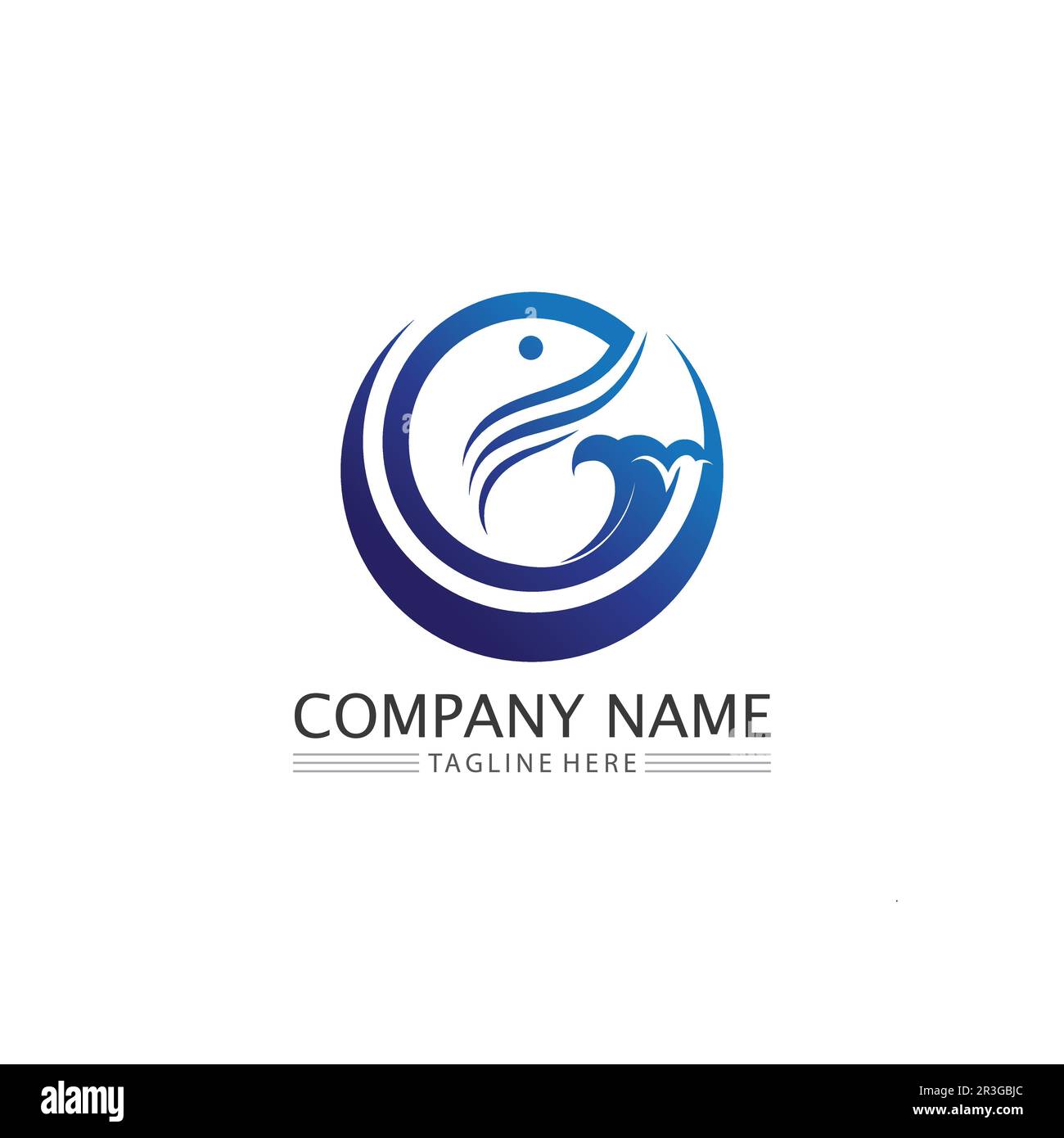 fish icons showing aquatic and animals logo tails and gills Stock ...