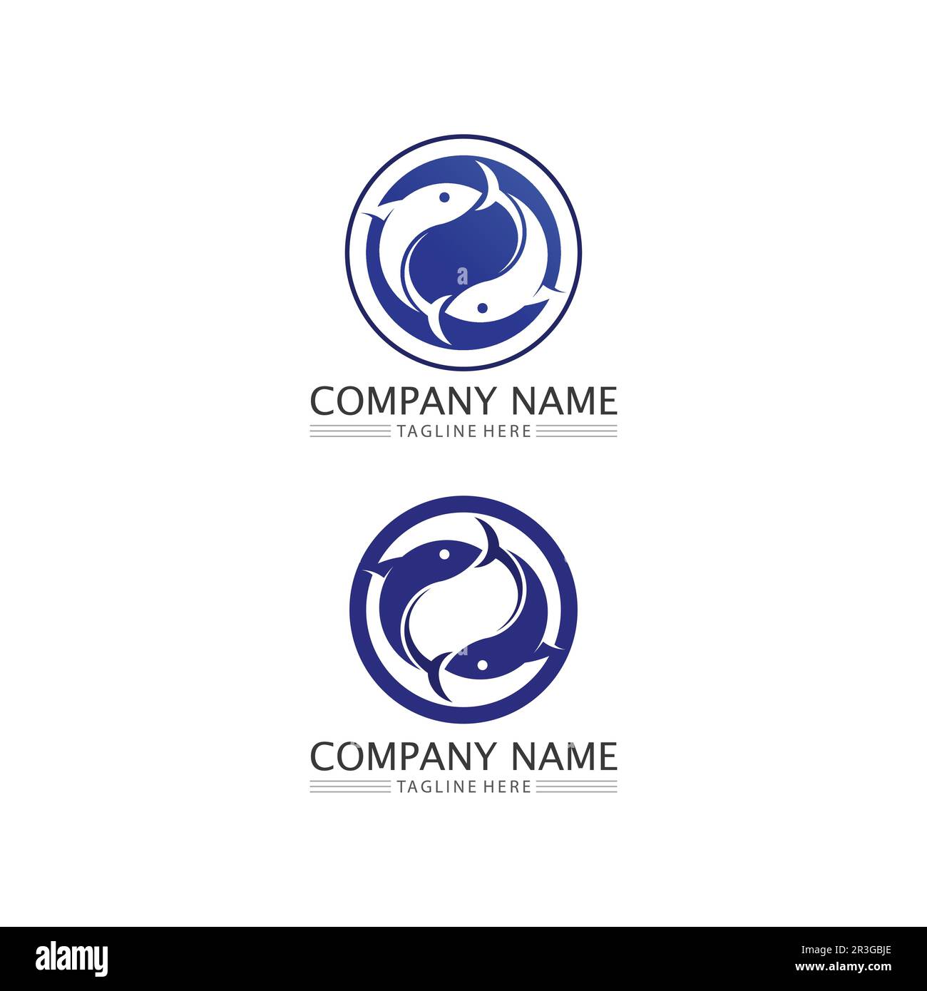 fish icons showing aquatic and animals logo tails and gills Stock ...