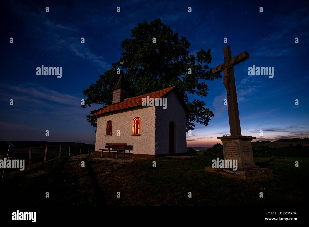Small chapel under the night sky Stock Photo - Alamy