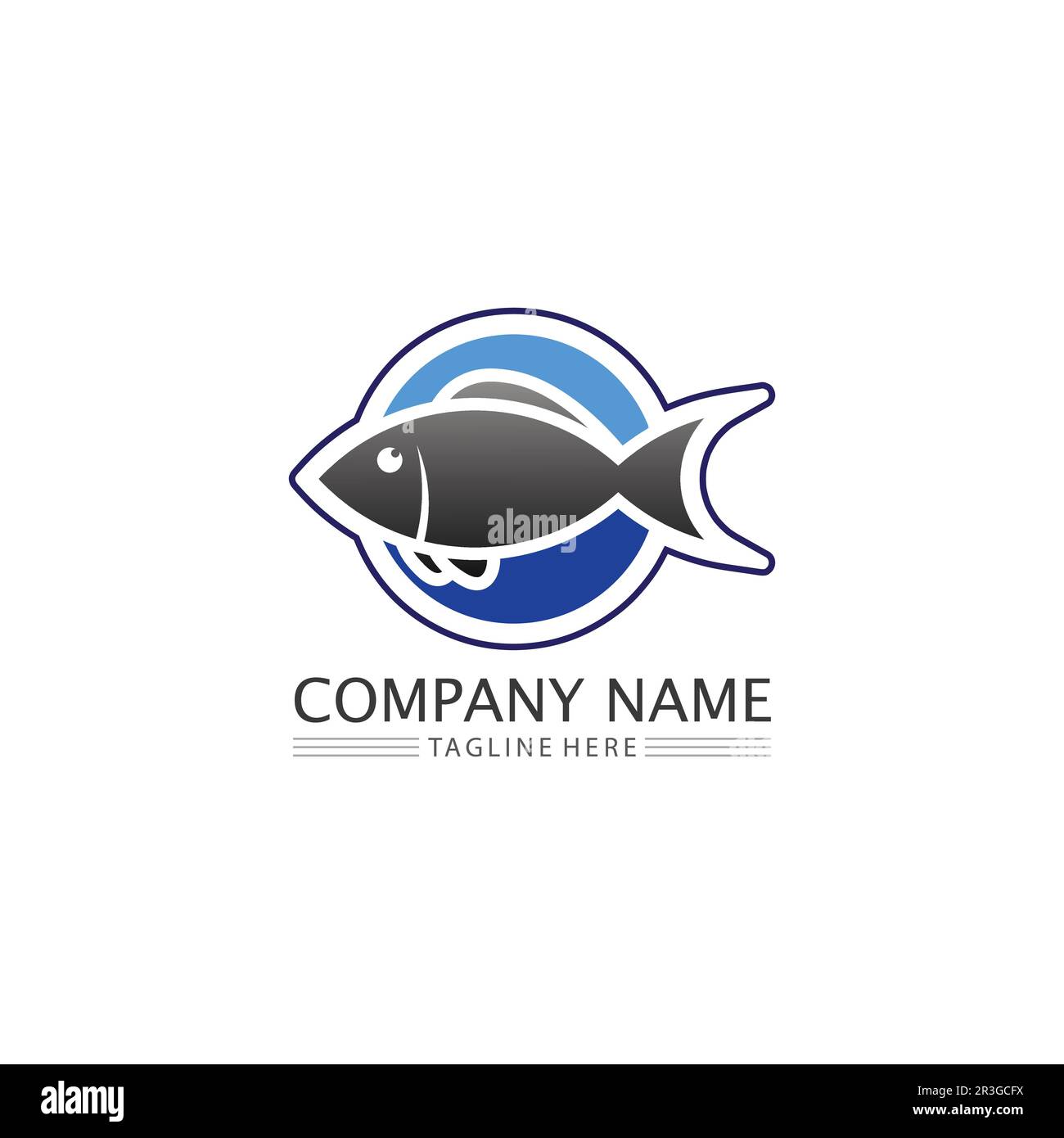 fish icons showing aquatic and animals logo tails and gills Stock ...