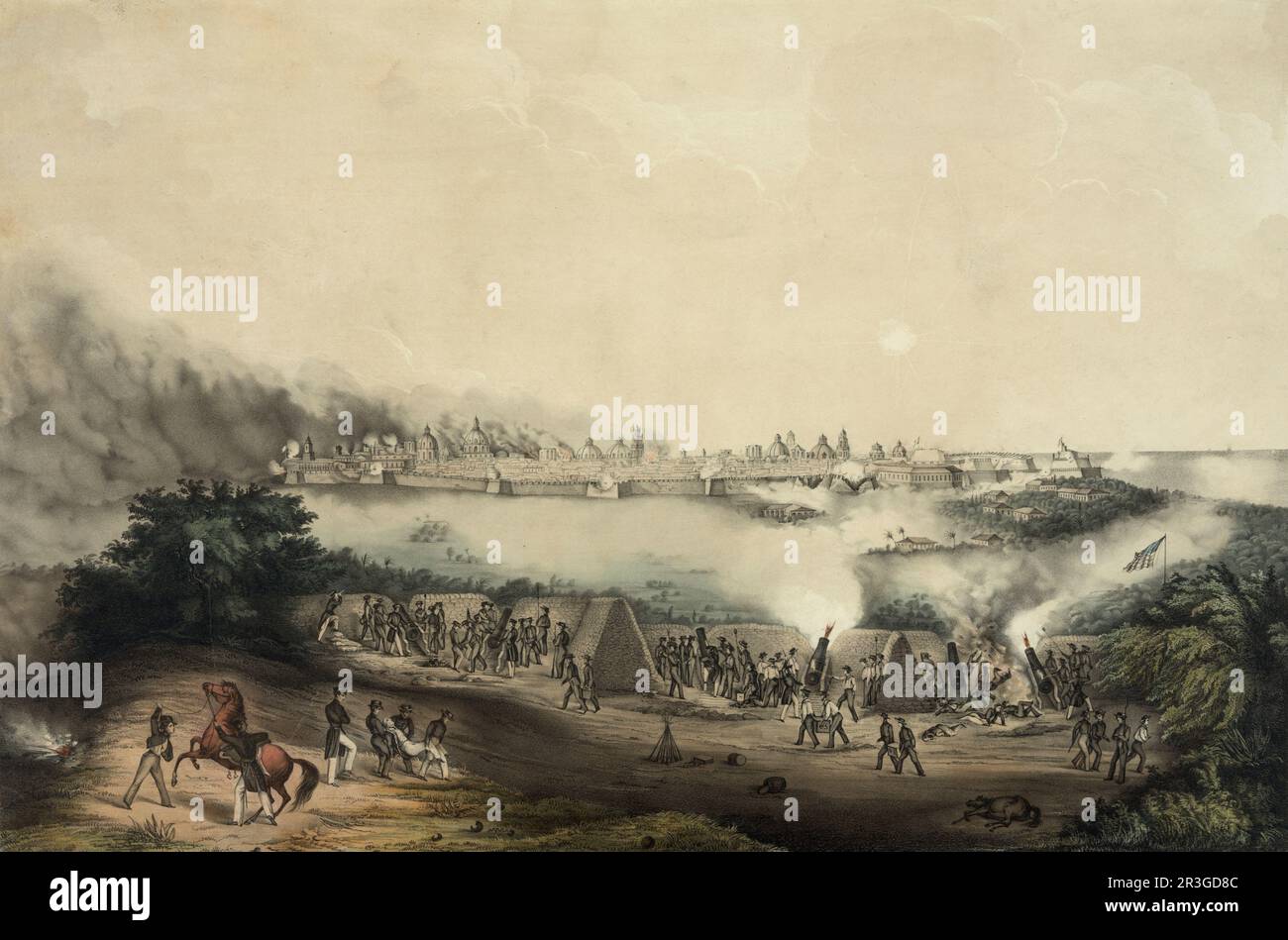 The U.S. naval battery bombardment of Veracruz, Mexico, during the ...