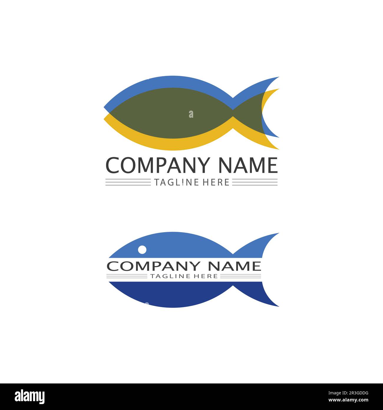 fish icons showing aquatic and animals logo tails and gills Stock ...