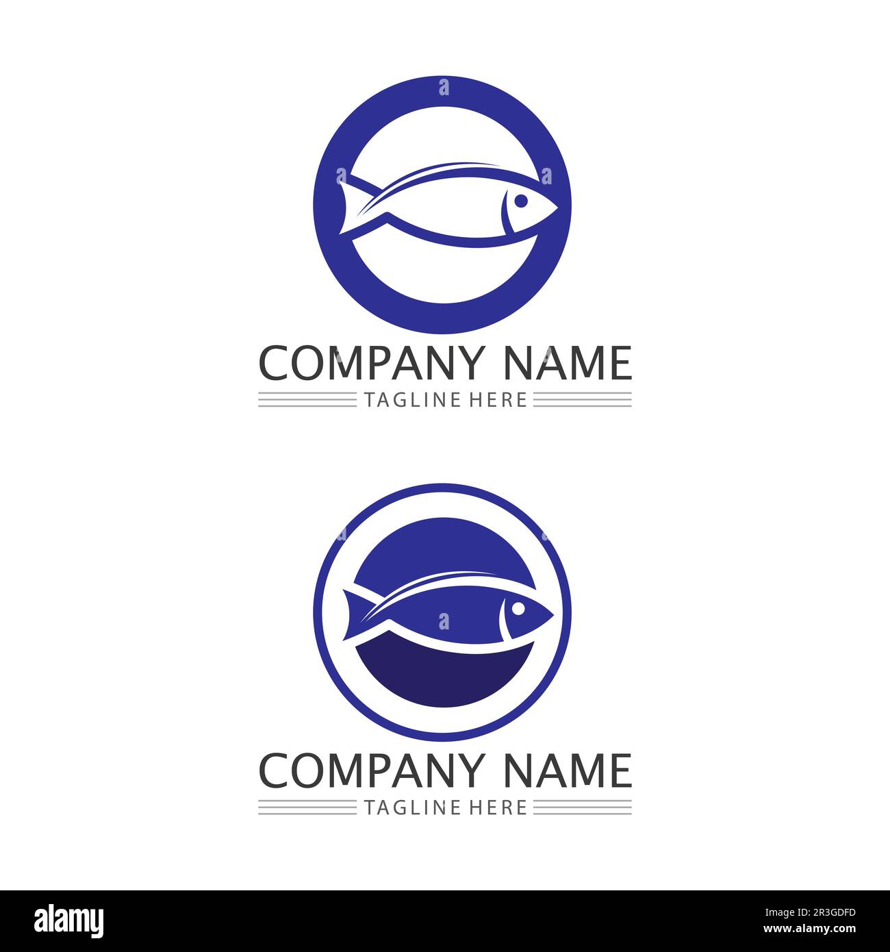 fish icons showing aquatic and animals logo tails and gills Stock ...