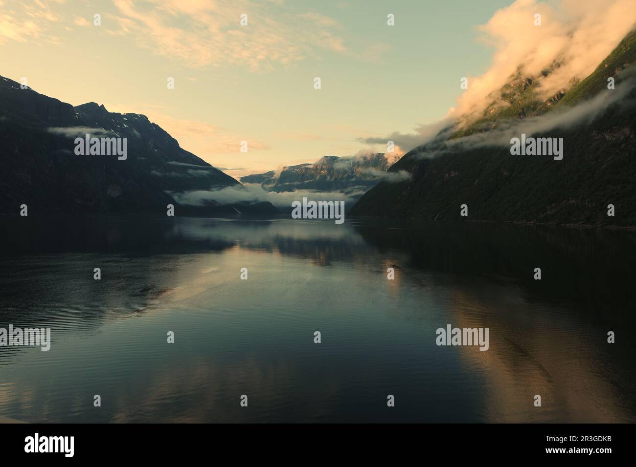White night at the fjord, Norway Stock Photo - Alamy