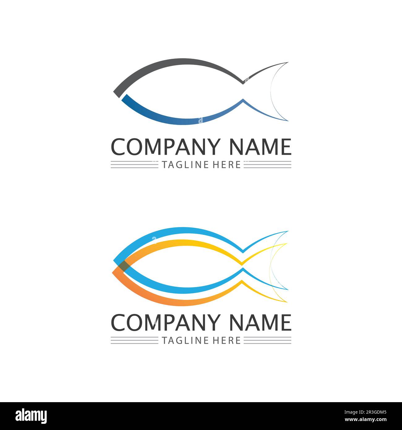 fish icons showing aquatic and animals logo tails and gills Stock ...