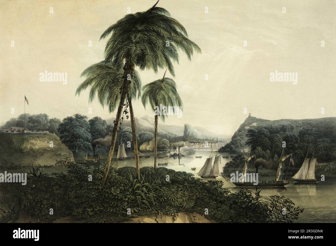 The U.S. naval expedition ascending the Tuspan River during the Mexican ...