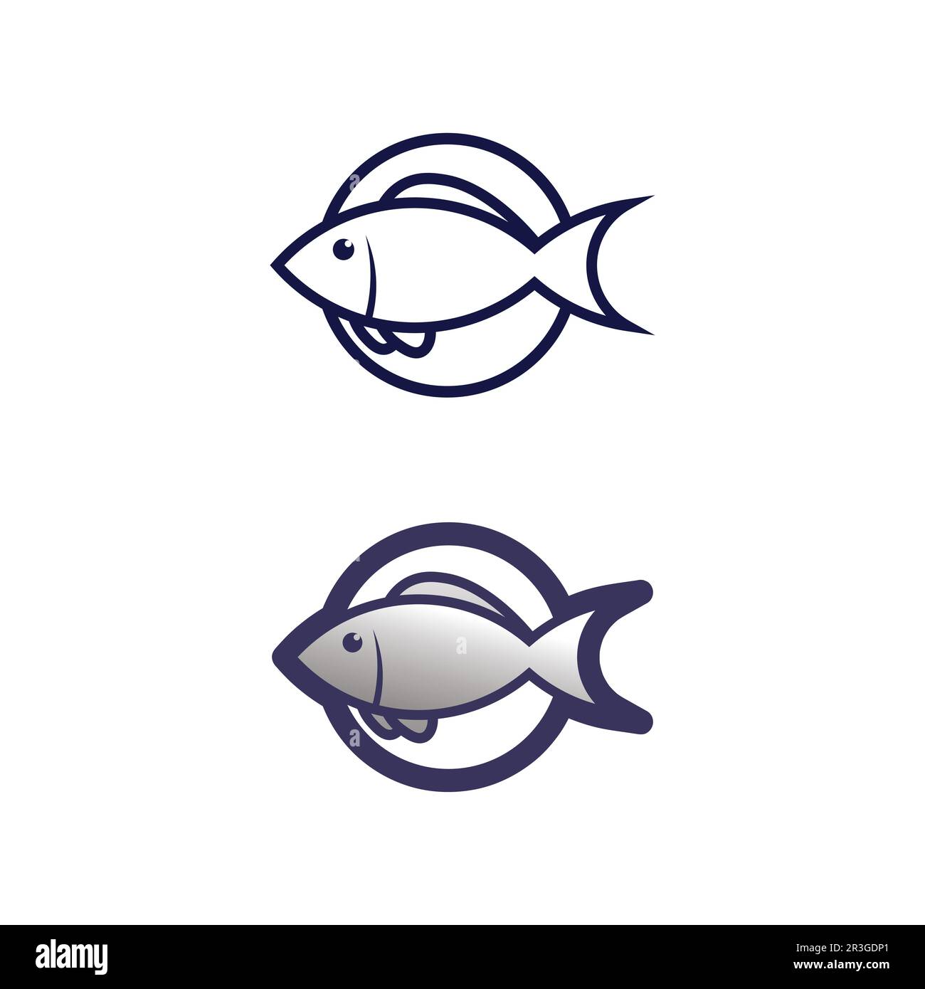 fish icons showing aquatic and animals logo tails and gills Stock ...
