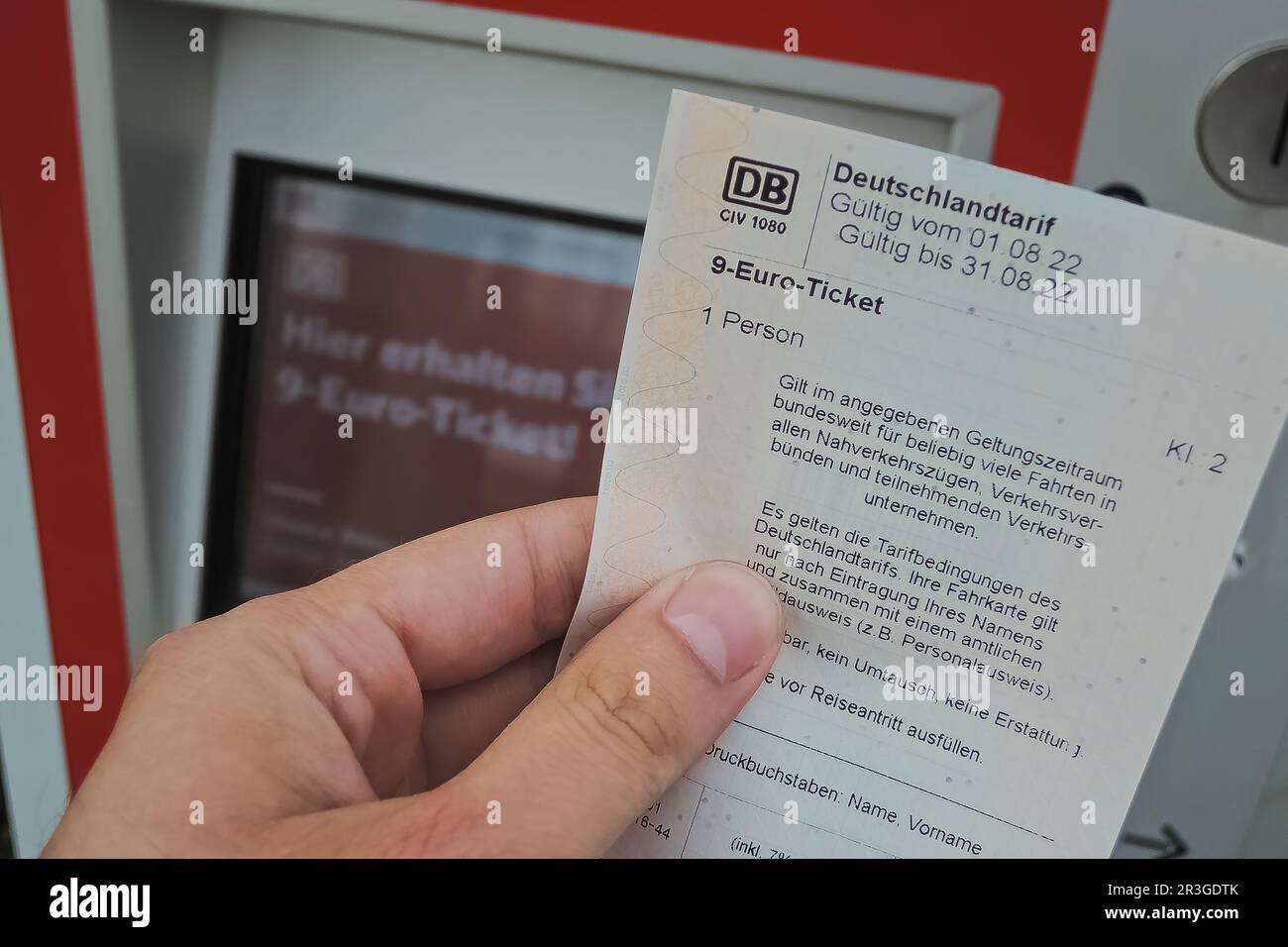 Nine 9 Euro Bahn Ticket Ticket for public transport in Germany Stock ...