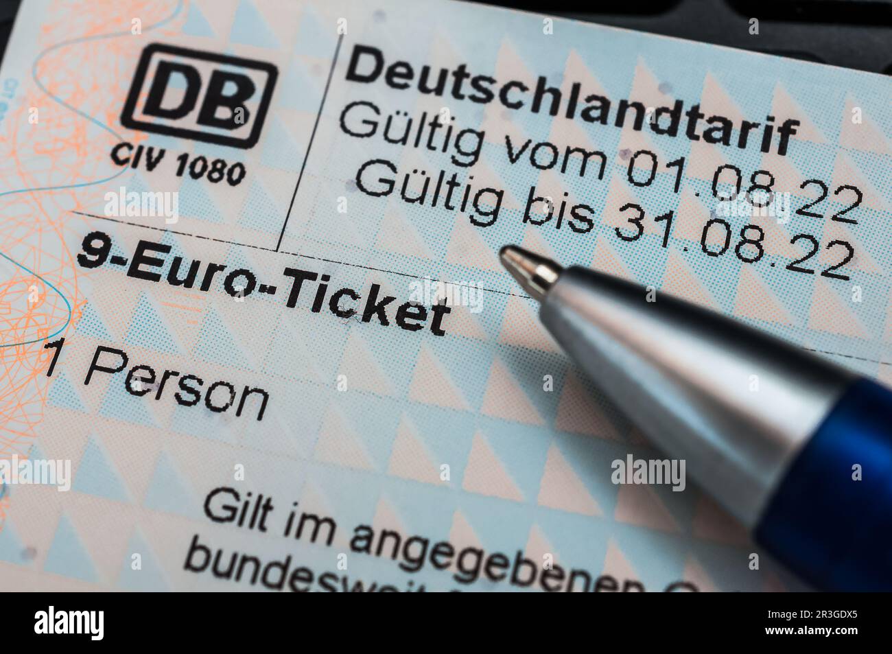 Nine 9 Euro Bahn Ticket Ticket for public transport in Germany Stock ...