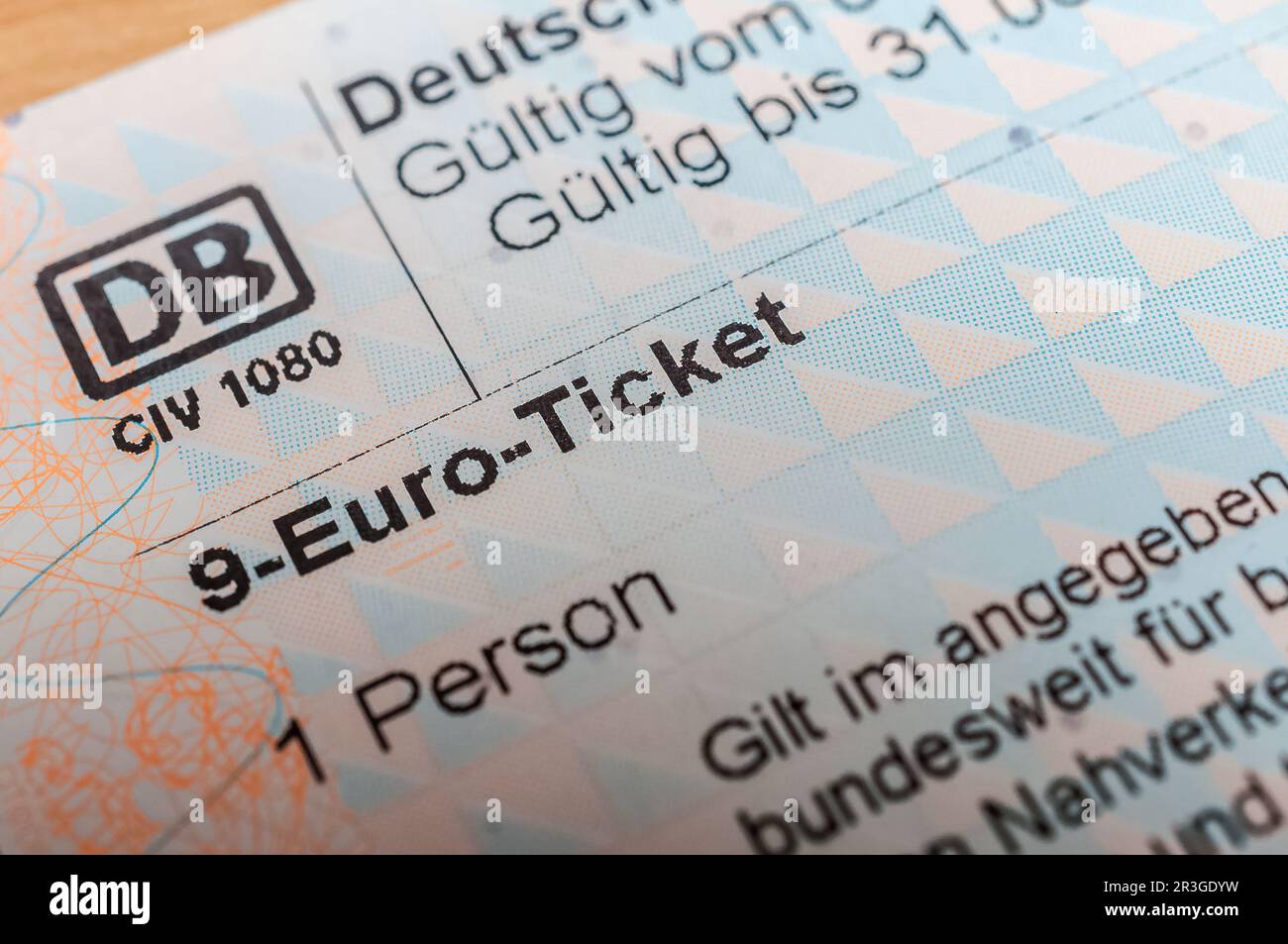 Nine 9 Euro Bahn Ticket Ticket for public transport in Germany Stock ...