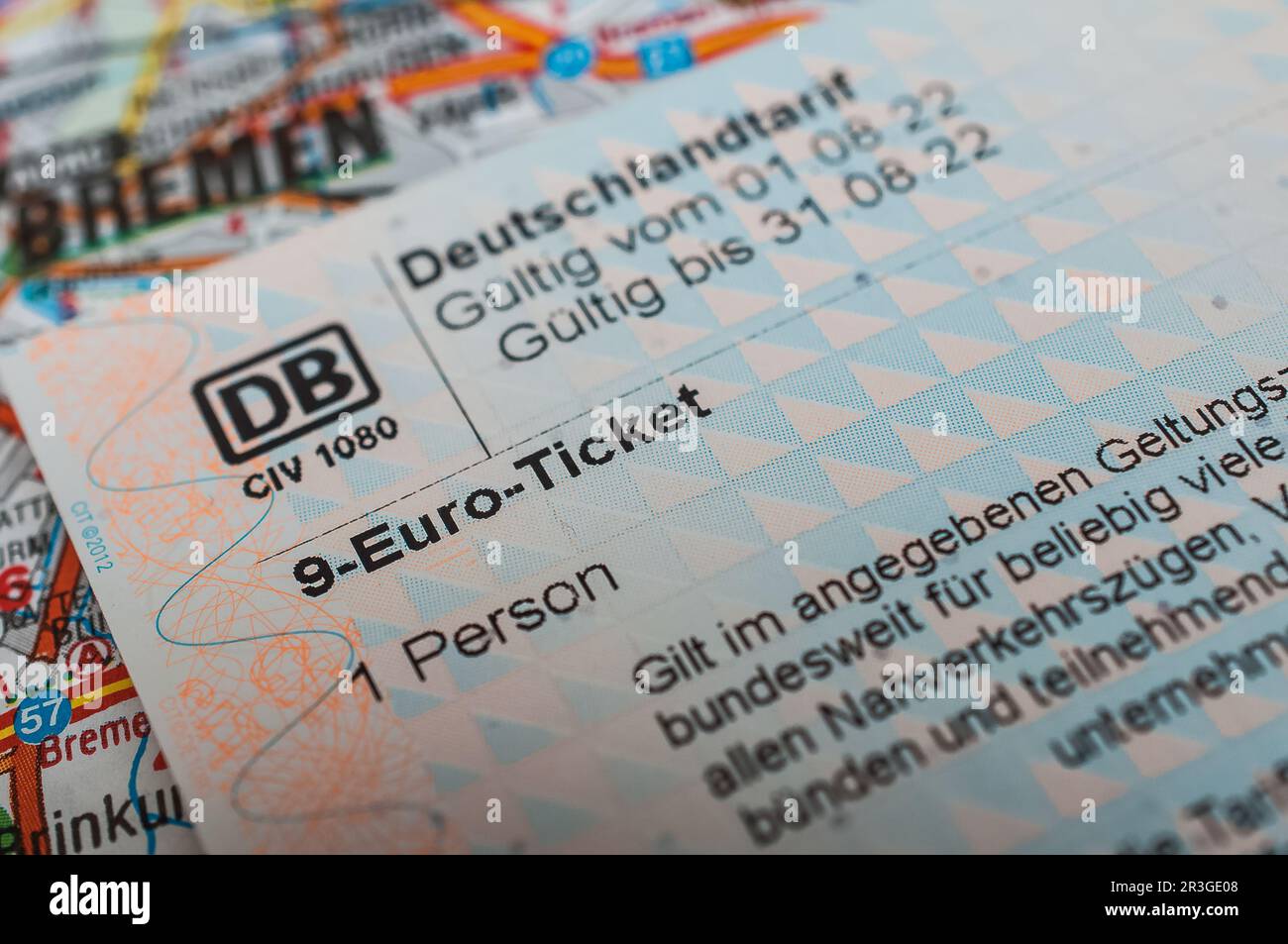 Nine 9 Euro Bahn Ticket Ticket for public transport in Germany Stock ...
