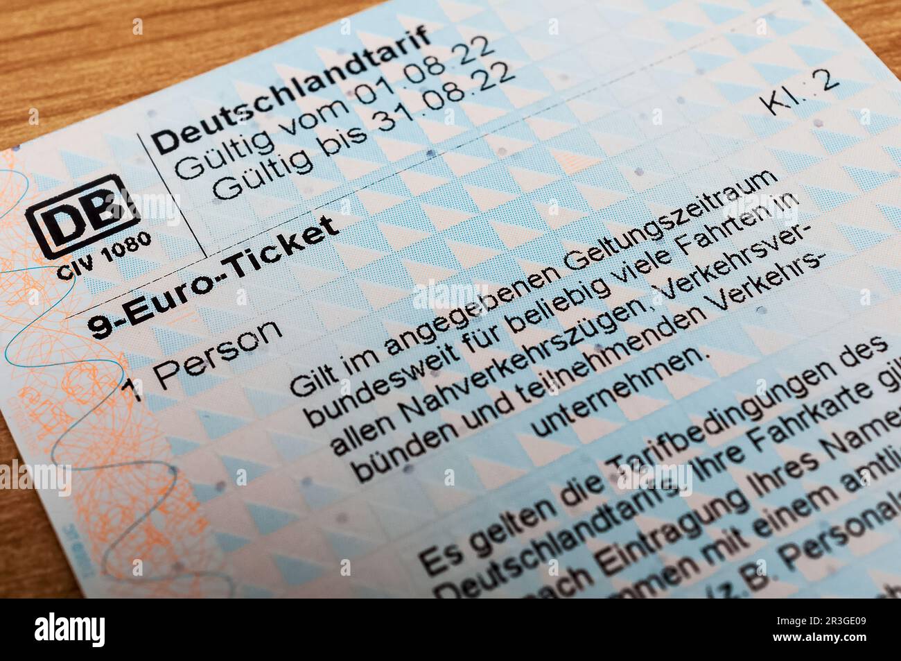 Nine 9 Euro Bahn Ticket Ticket for public transport in Germany Stock ...