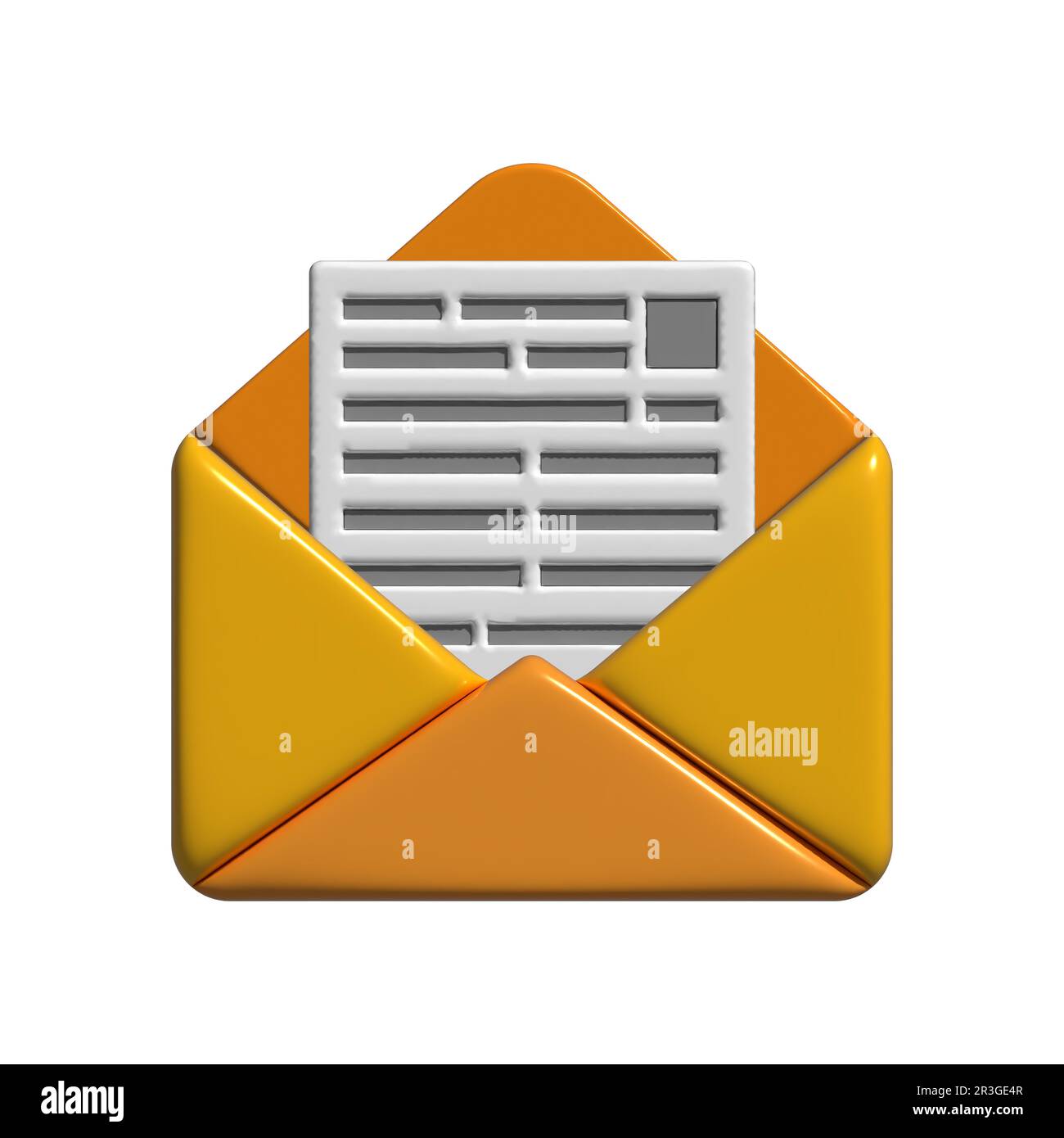 Orange voluminous open envelope letter message - 3d illustration Stock ...