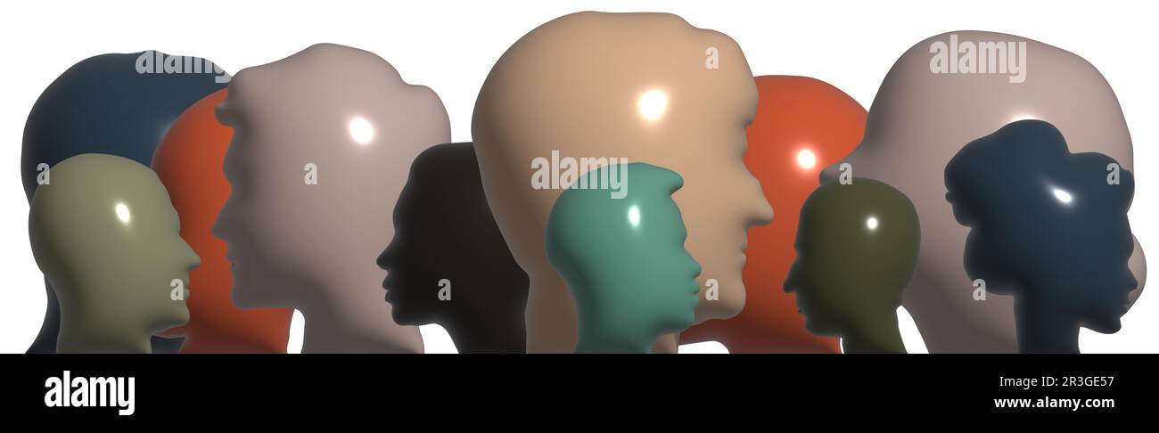 Volumetric faces multicolored silhouettes of men and women - 3d ...