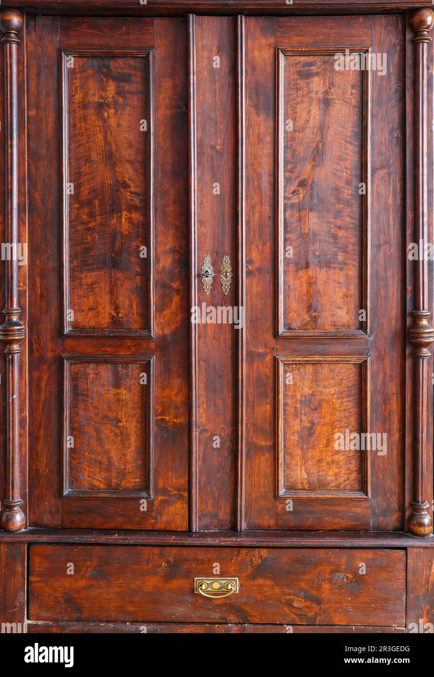 Antique vintage wooden wardrobe Stock Photo - Alamy