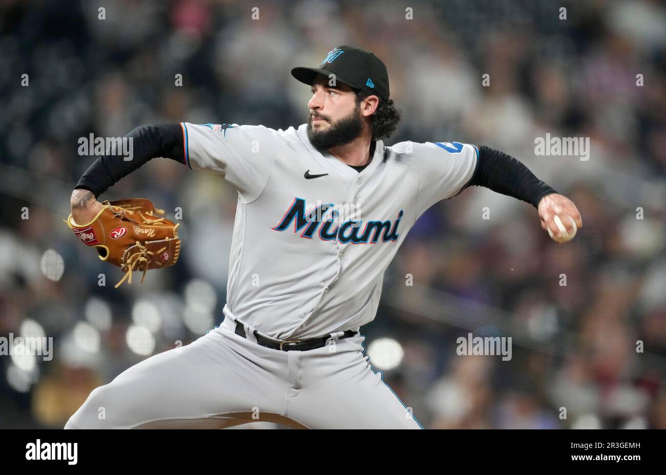 Miami Marlins relief pitcher Andrew Nardi works against the Colorado ...