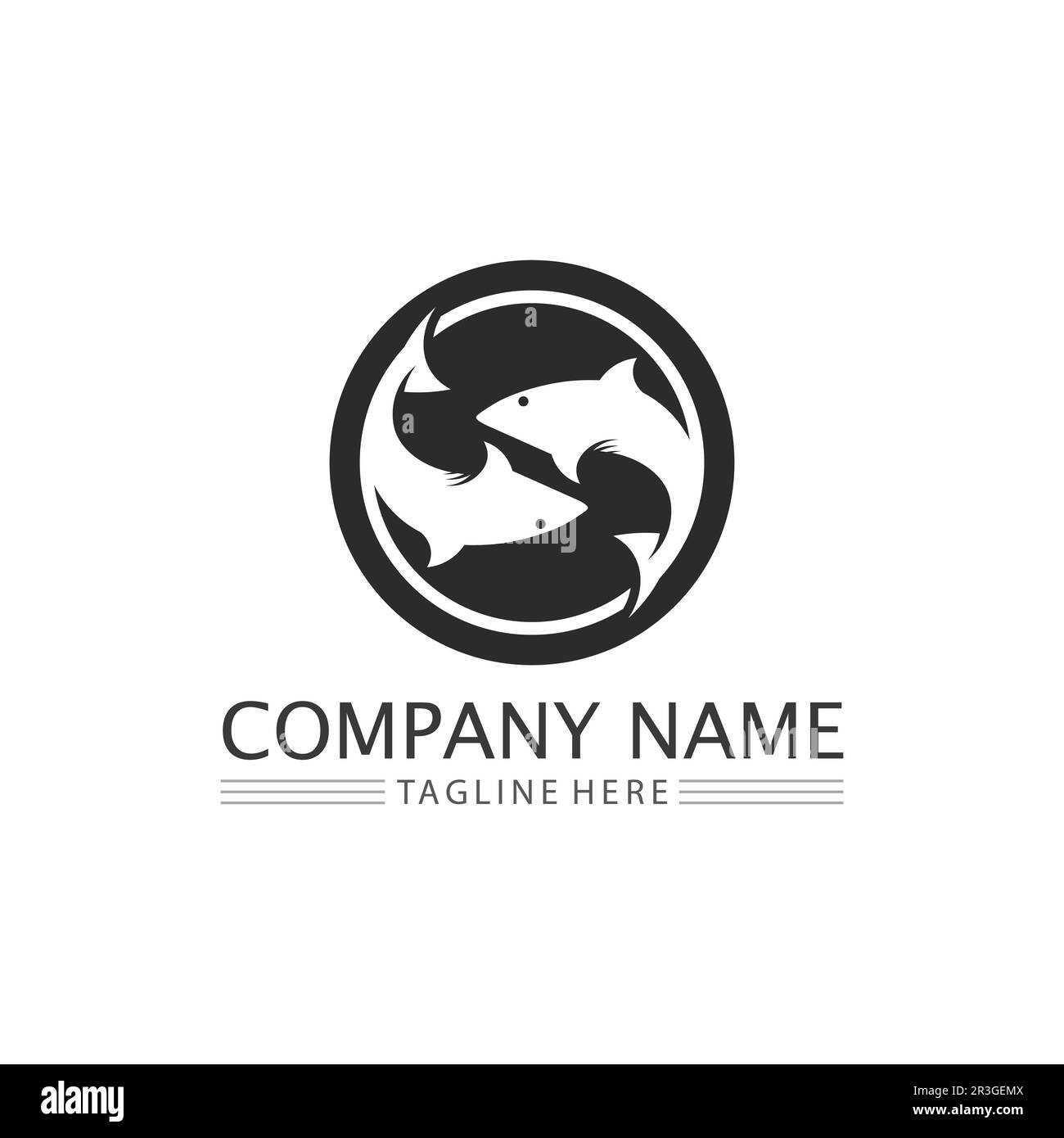 fish icons showing aquatic and animals logo tails and gills Stock ...