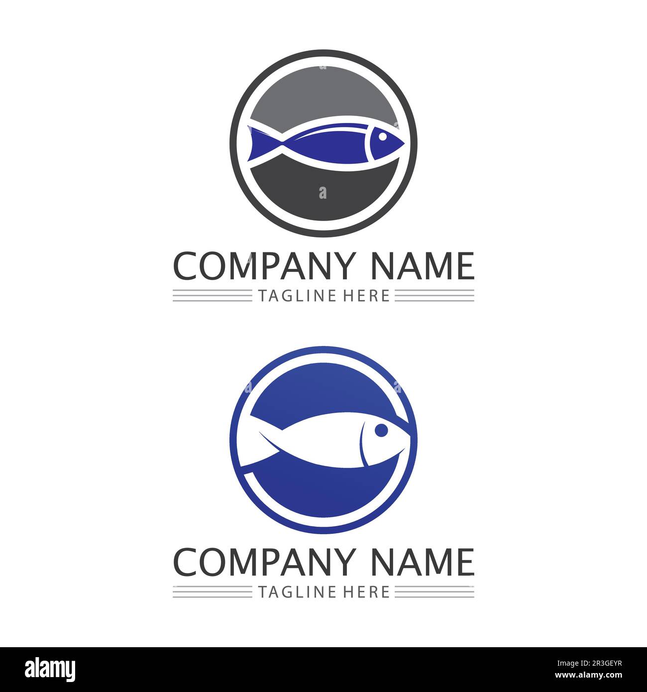fish icons showing aquatic and animals logo tails and gills Stock ...