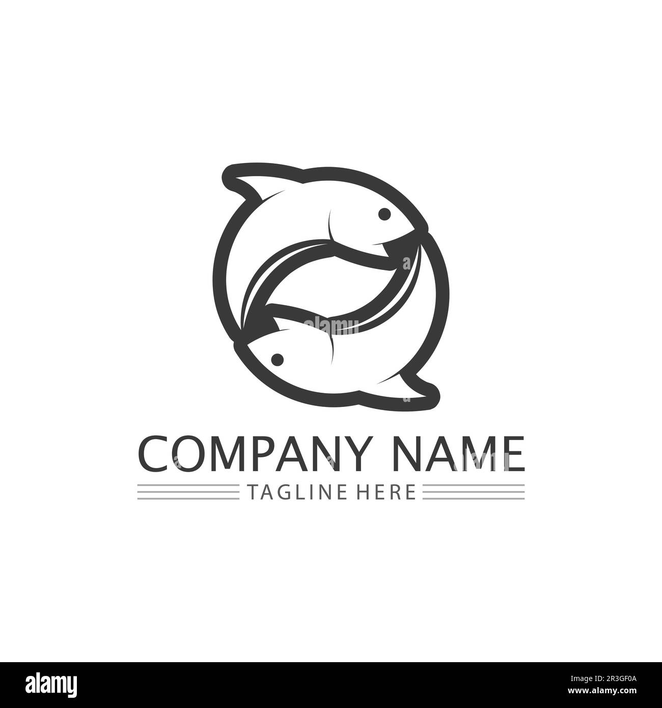 fish icons showing aquatic and animals logo tails and gills Stock ...