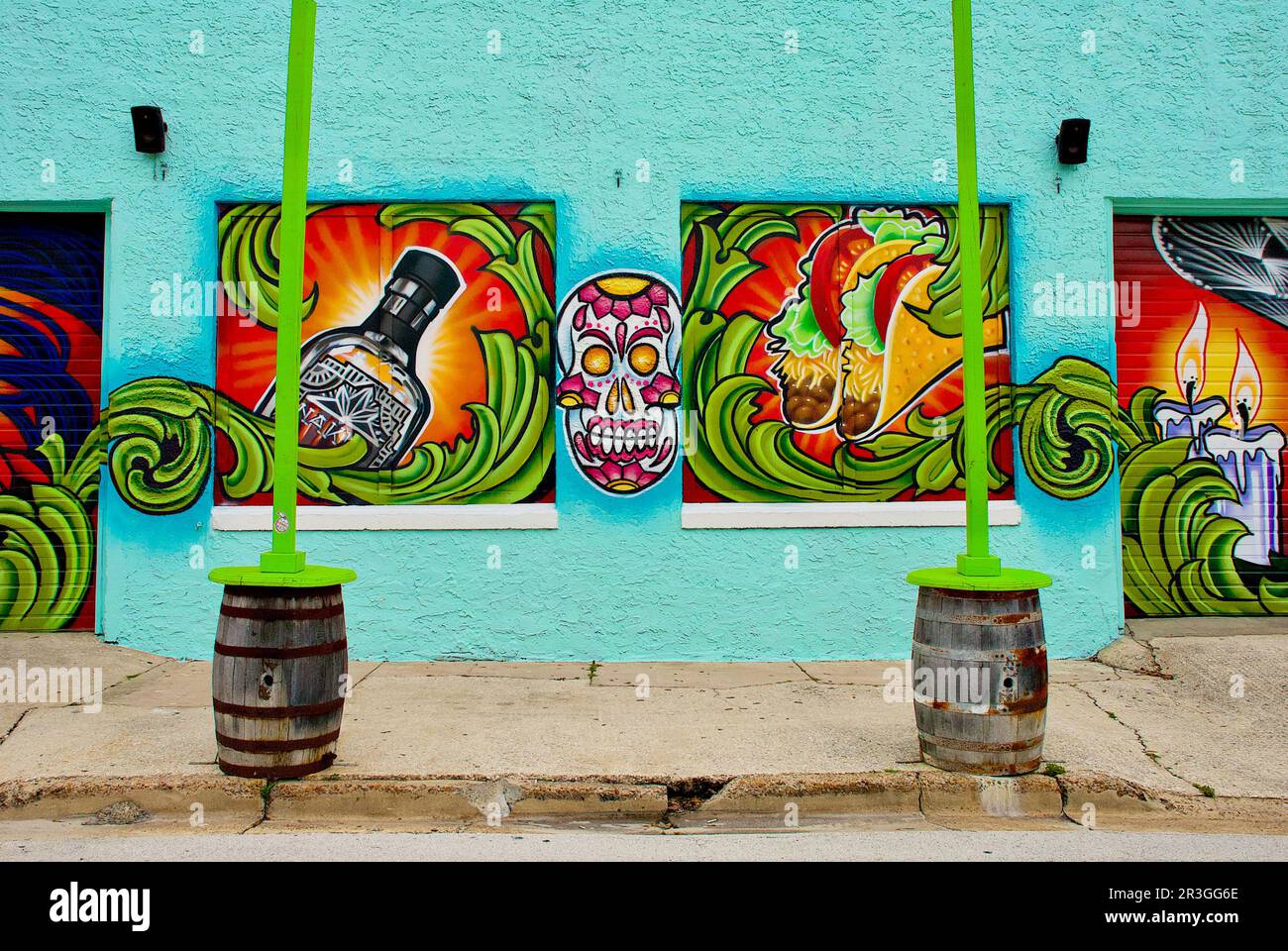 Cocoa, Florida, USA - May 21, 2023: Vibrant paintings cover the outside ...