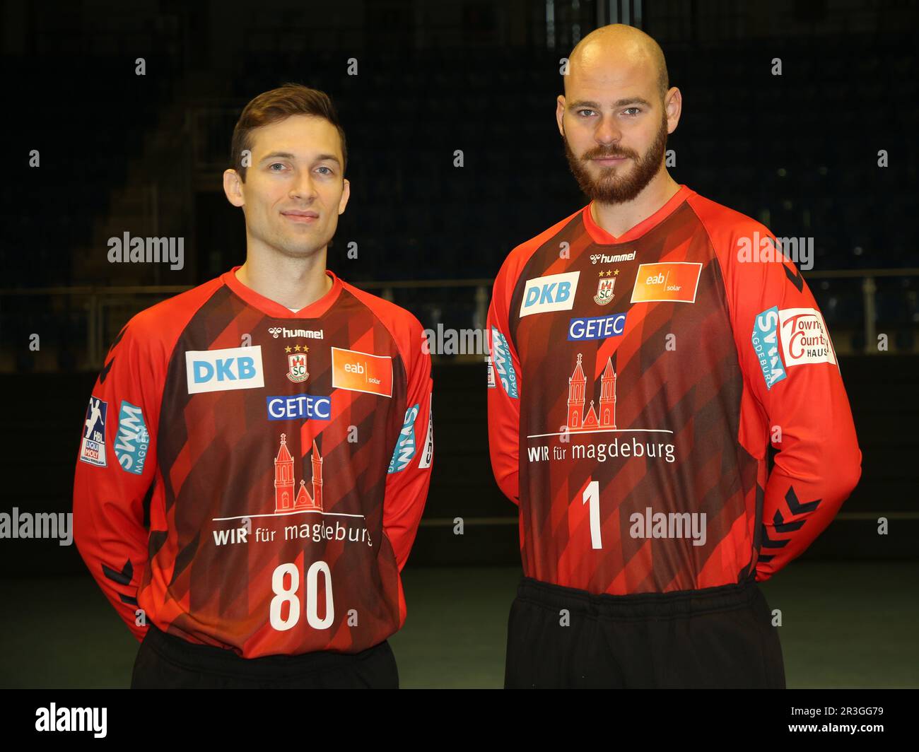 Nikola Portner with Mike Jensen both SC Magdeburg LIQUI MOLY HBL ...