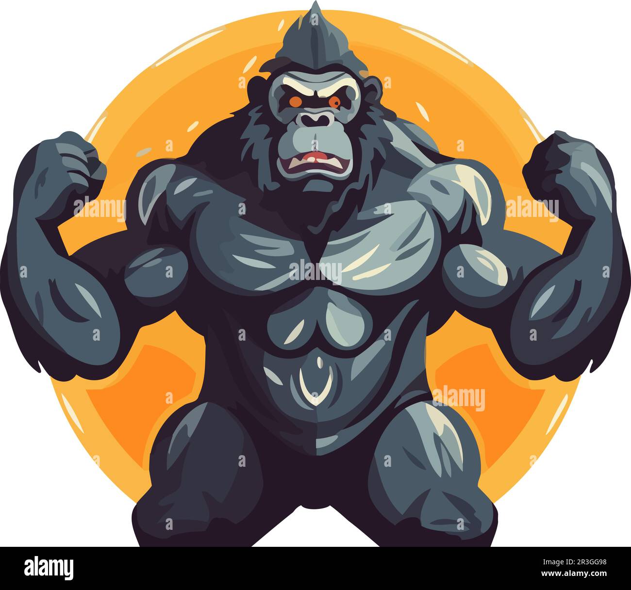 Muscular monkey mascot flexes strength Stock Vector Image & Art - Alamy