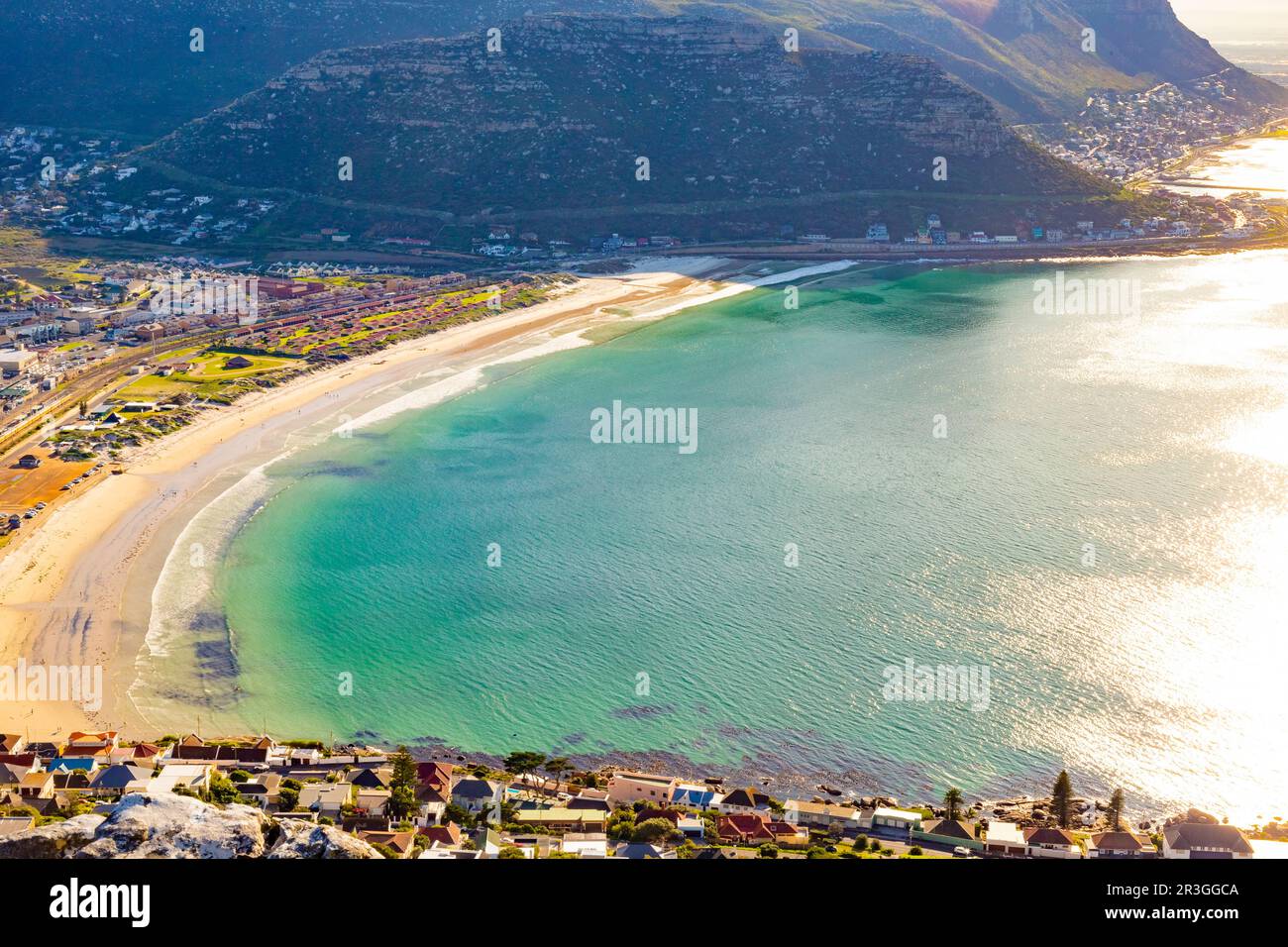 Fish Hoek residential neighborhood viewed from the top of mountain ...